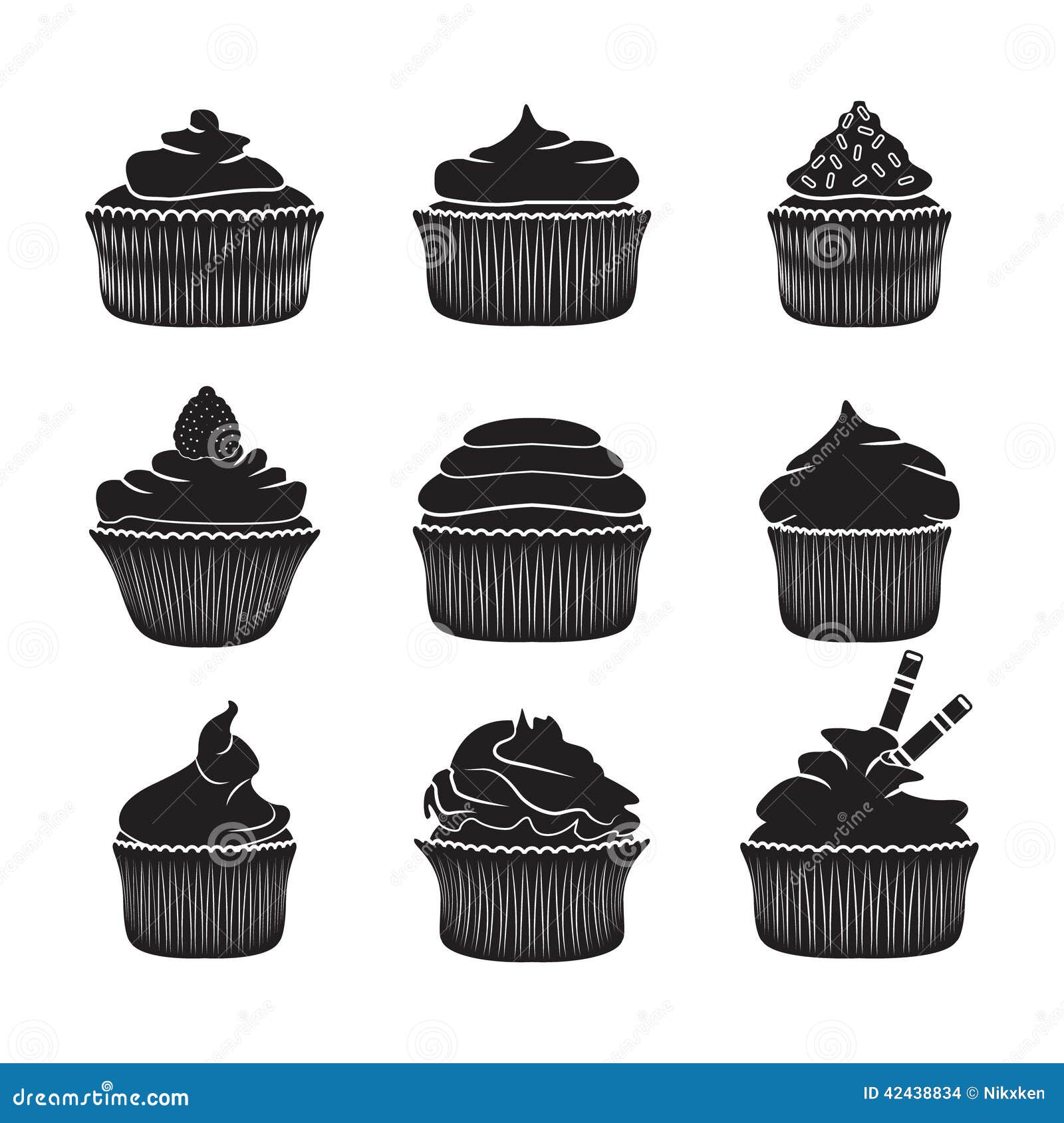 Set of vector cupcakes stock vector. Illustration of feminine - 42438834