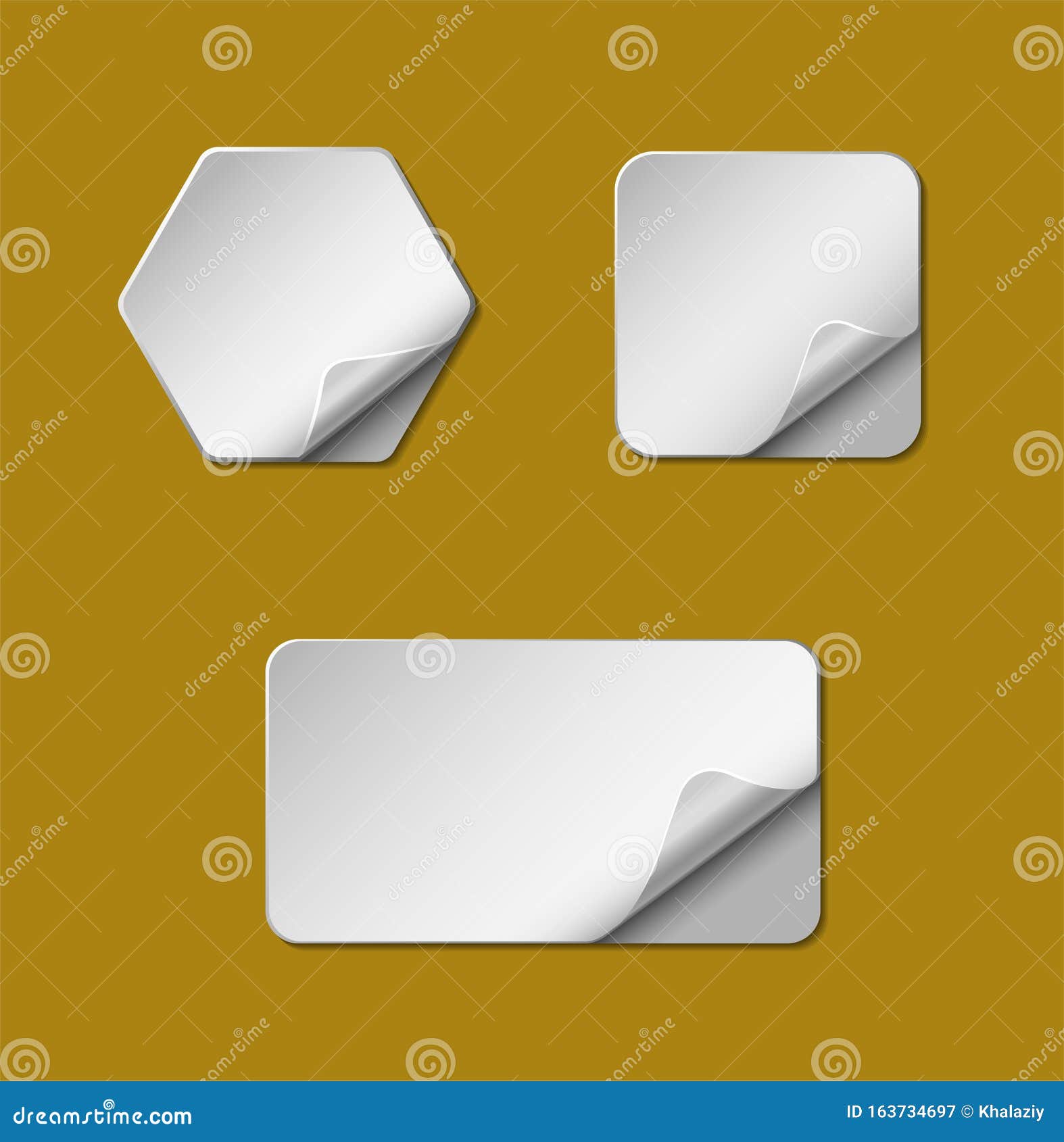 Curled Pages And Stickers. Round And Rectangle Flipped Paper Page ...