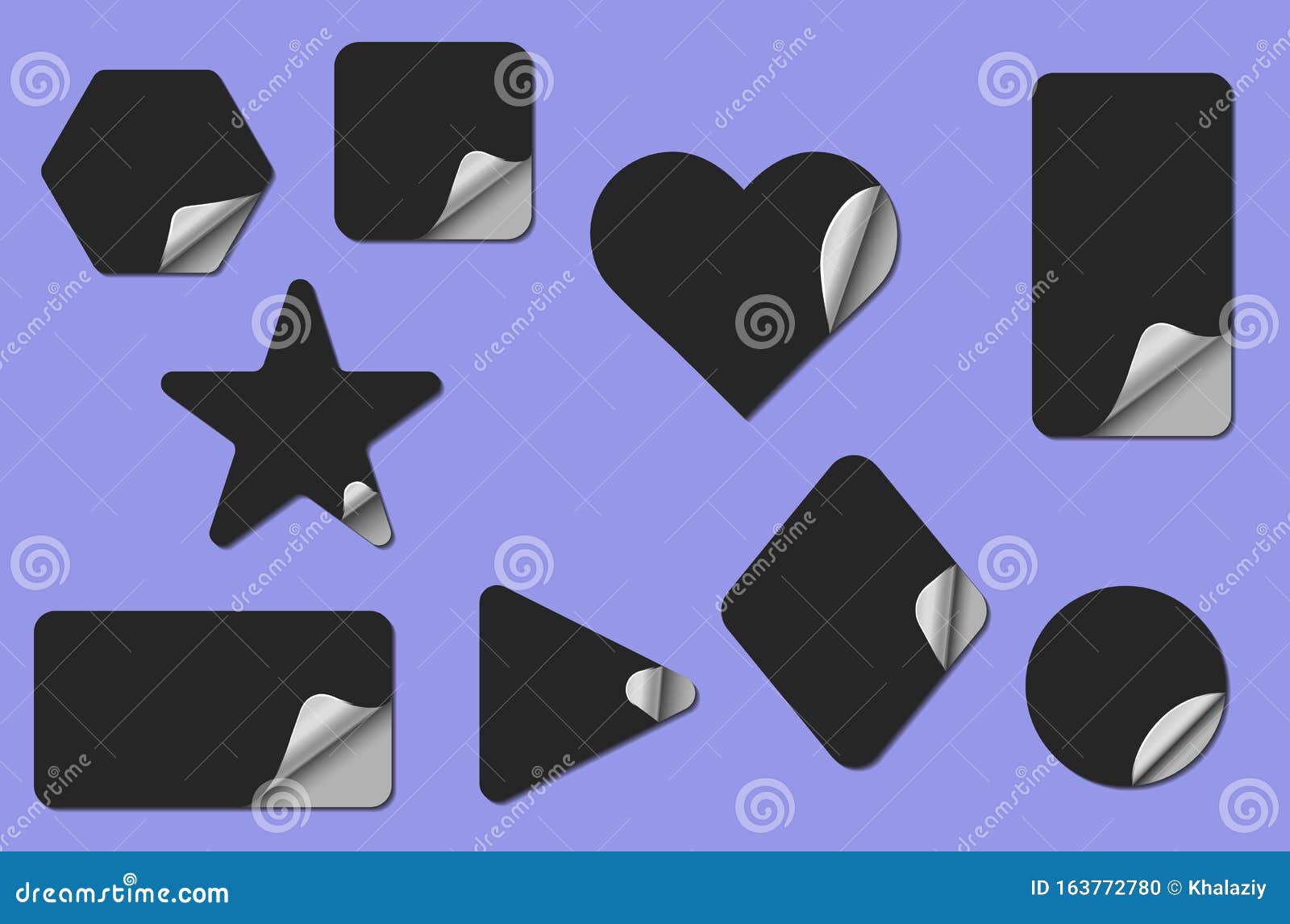 Curled Pages And Stickers. Round And Rectangle Flipped Paper Page ...