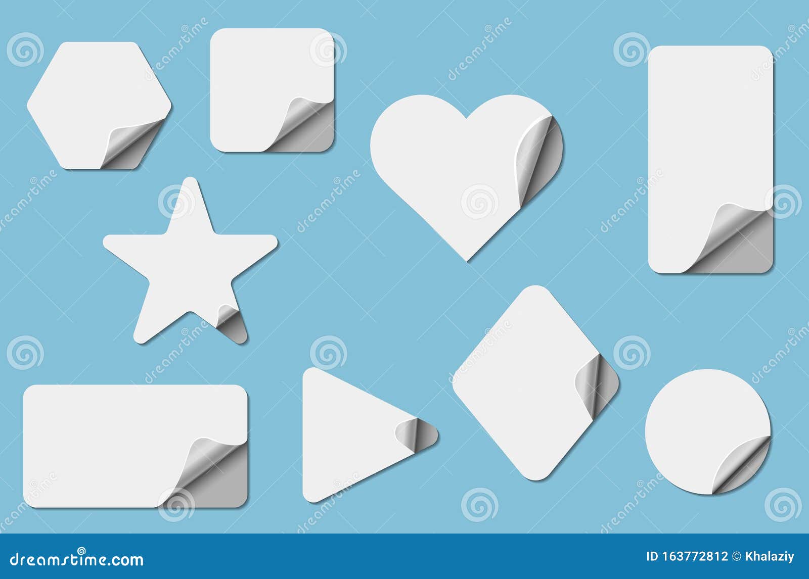 Curled Pages And Stickers. Round And Rectangle Flipped Paper Page ...