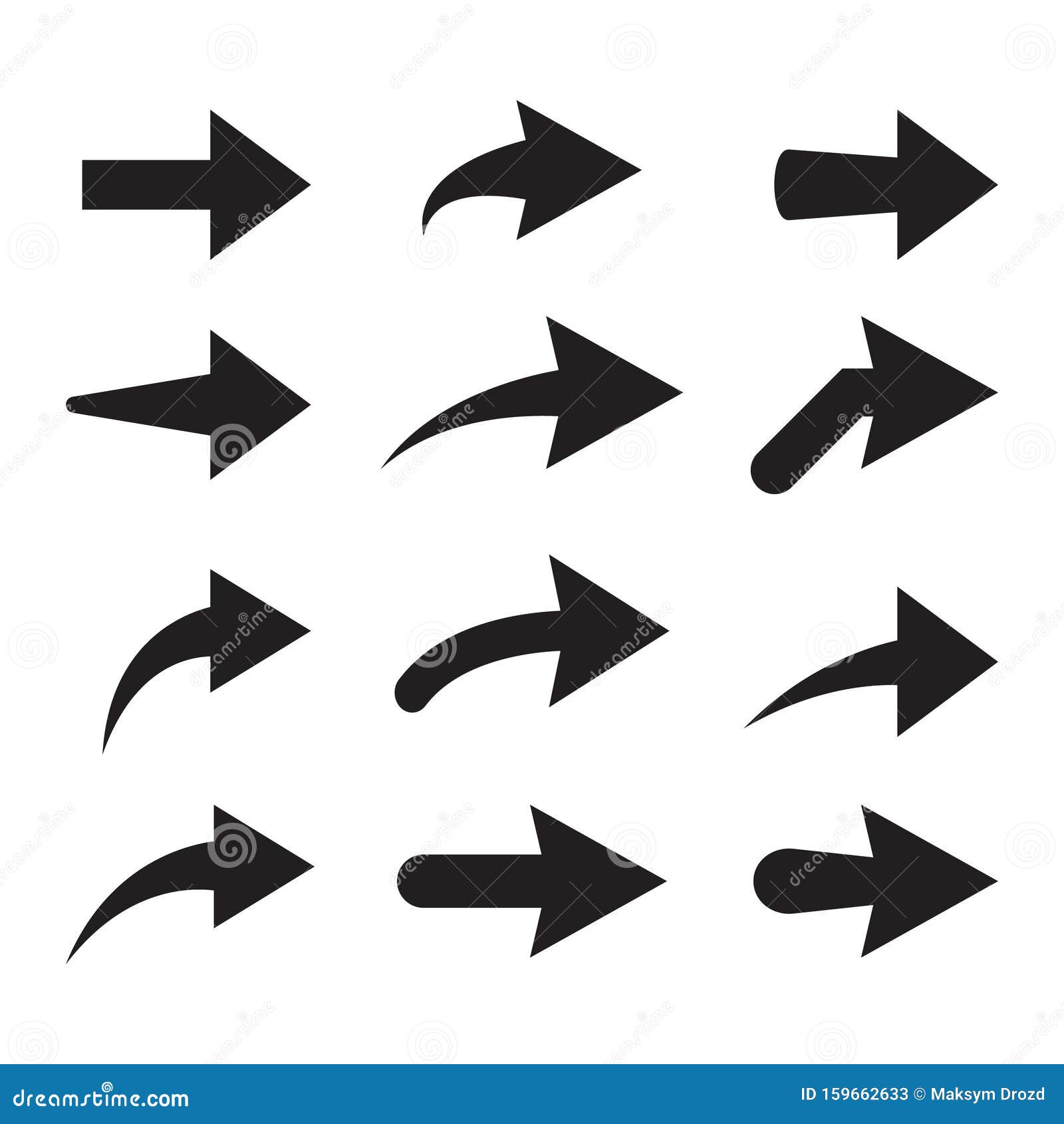 Set of Vector Curved Arrows. Collection of Pointers Stock Vector ...