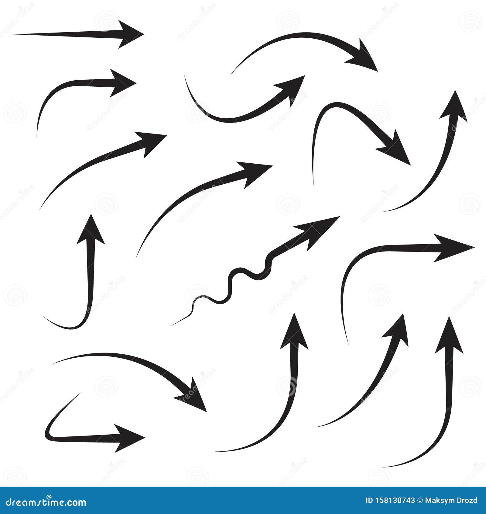 Set of Vector Curved Arrows Hand Drawn. Collection of Pointers Stock ... Set of Vector Curved Arrows Hand Drawn. Collection of Pointers Stock ...