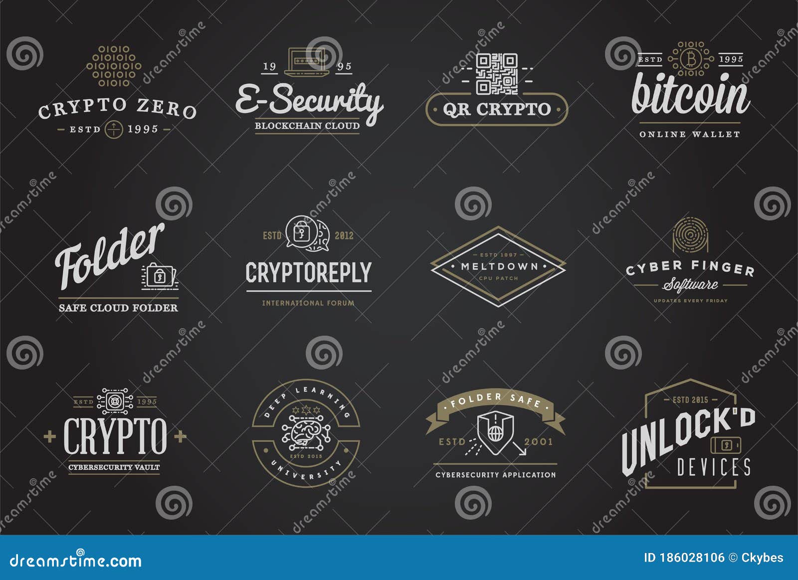 Set of Vector Cyber Security Identity Badges and Signs Stock Vector ...