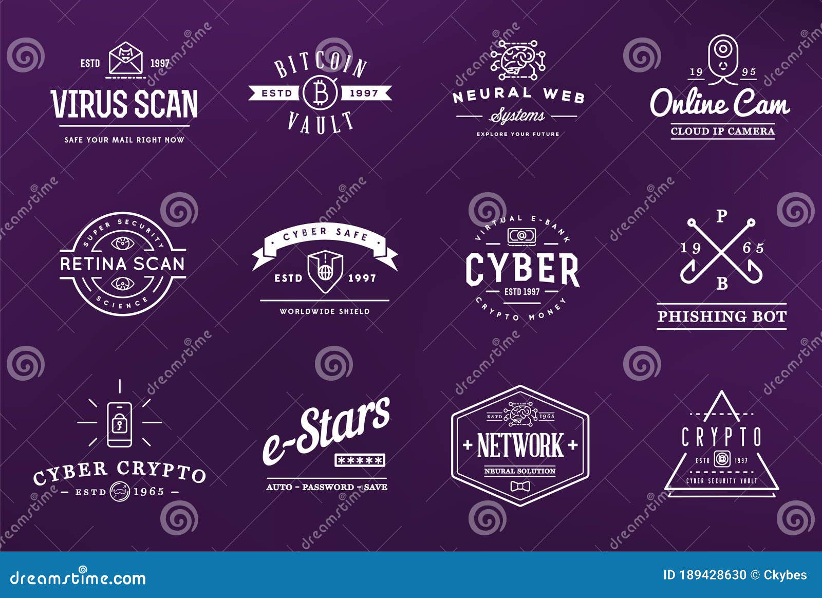 Set of Vector Cyber Security Identity Badges and Signs Stock Vector ...