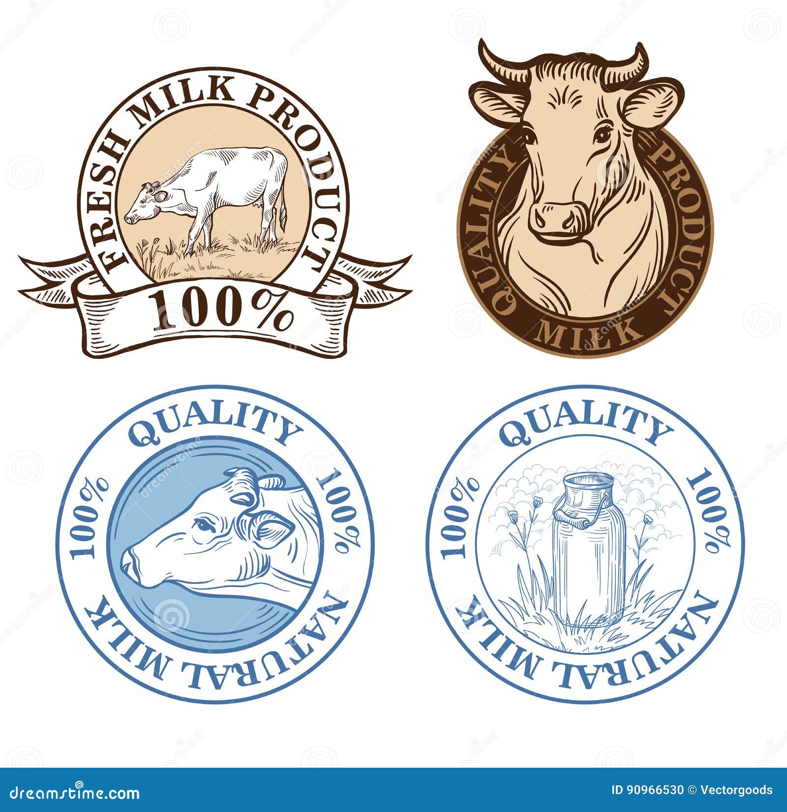 Set Of Vector An Dairy Cows Label | CartoonDealer.com #44457807