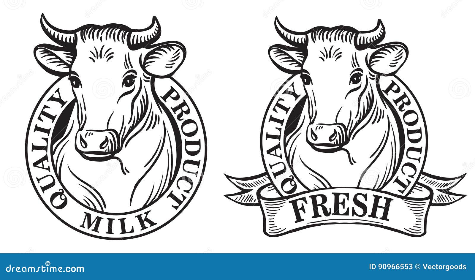 Set Of Vector An Dairy Cows Label | CartoonDealer.com #44457807