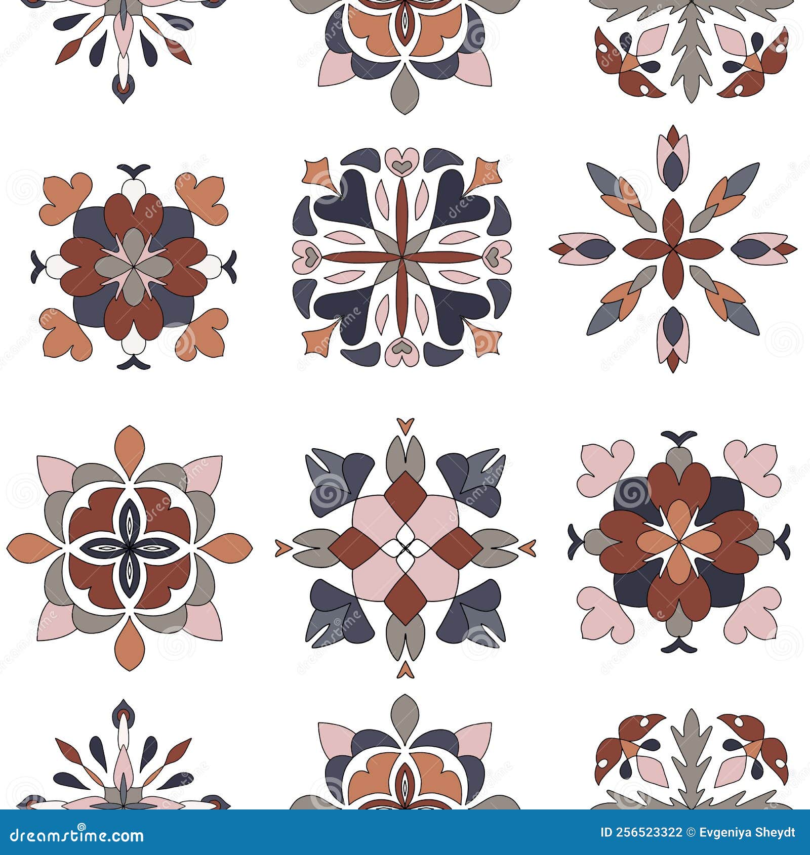 Set of Vector Damask Seamless Pattern Element. Collection Classical ...