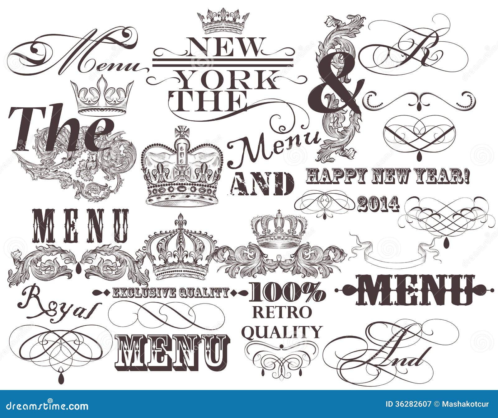 Set of Vector Decorative Headlines and Elements in Vintage Style Stock ...