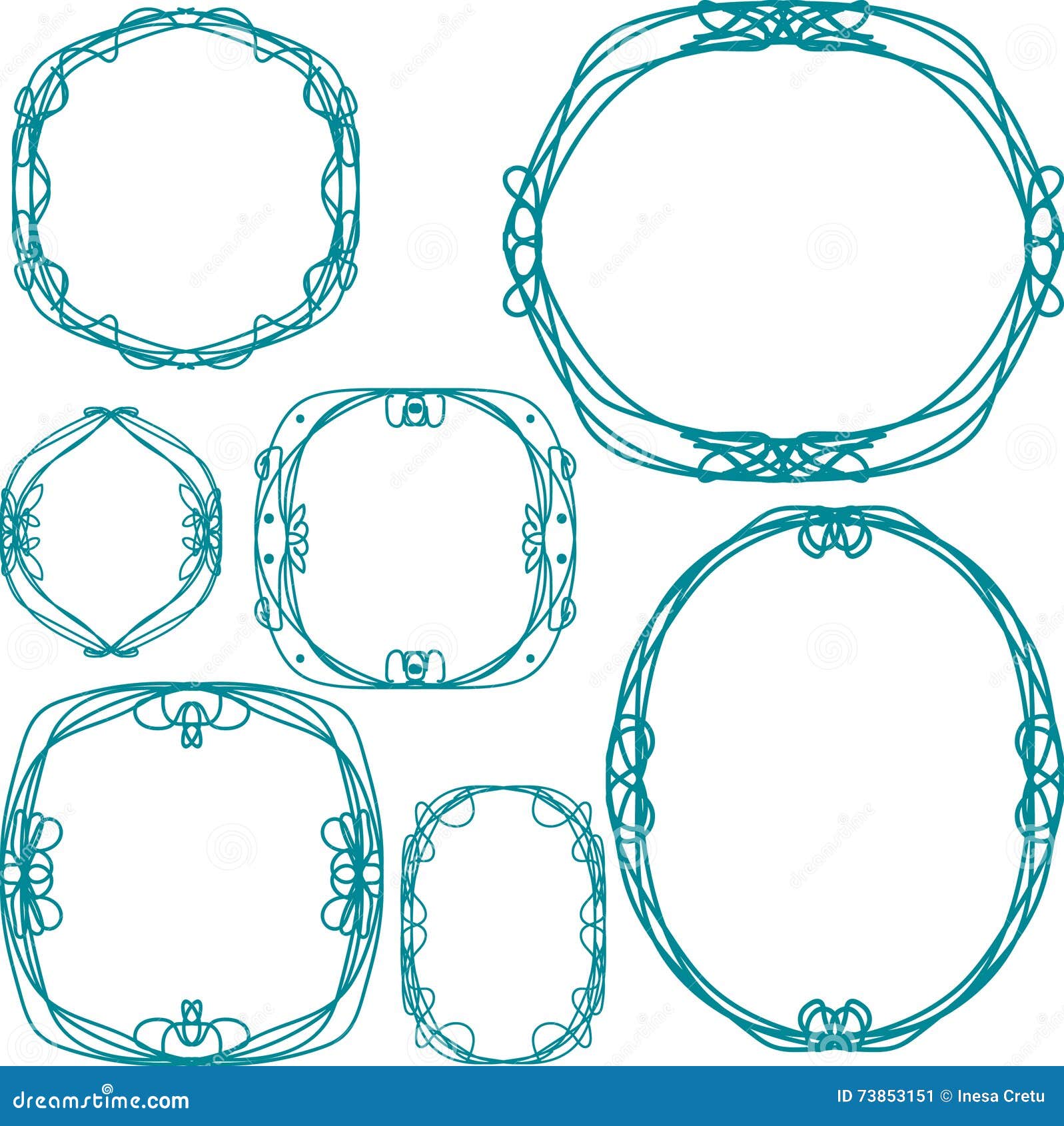 Set of Vector Decorative Round Frames Stock Vector - Illustration of ...