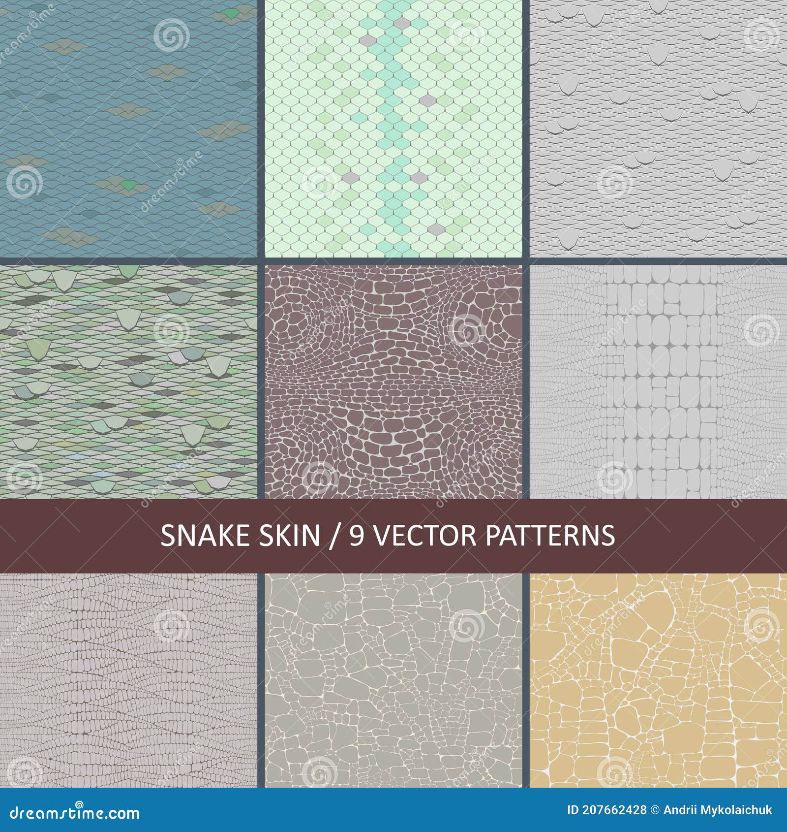 Set of Vector Decorative Snake Skin Textures Stock Vector ...