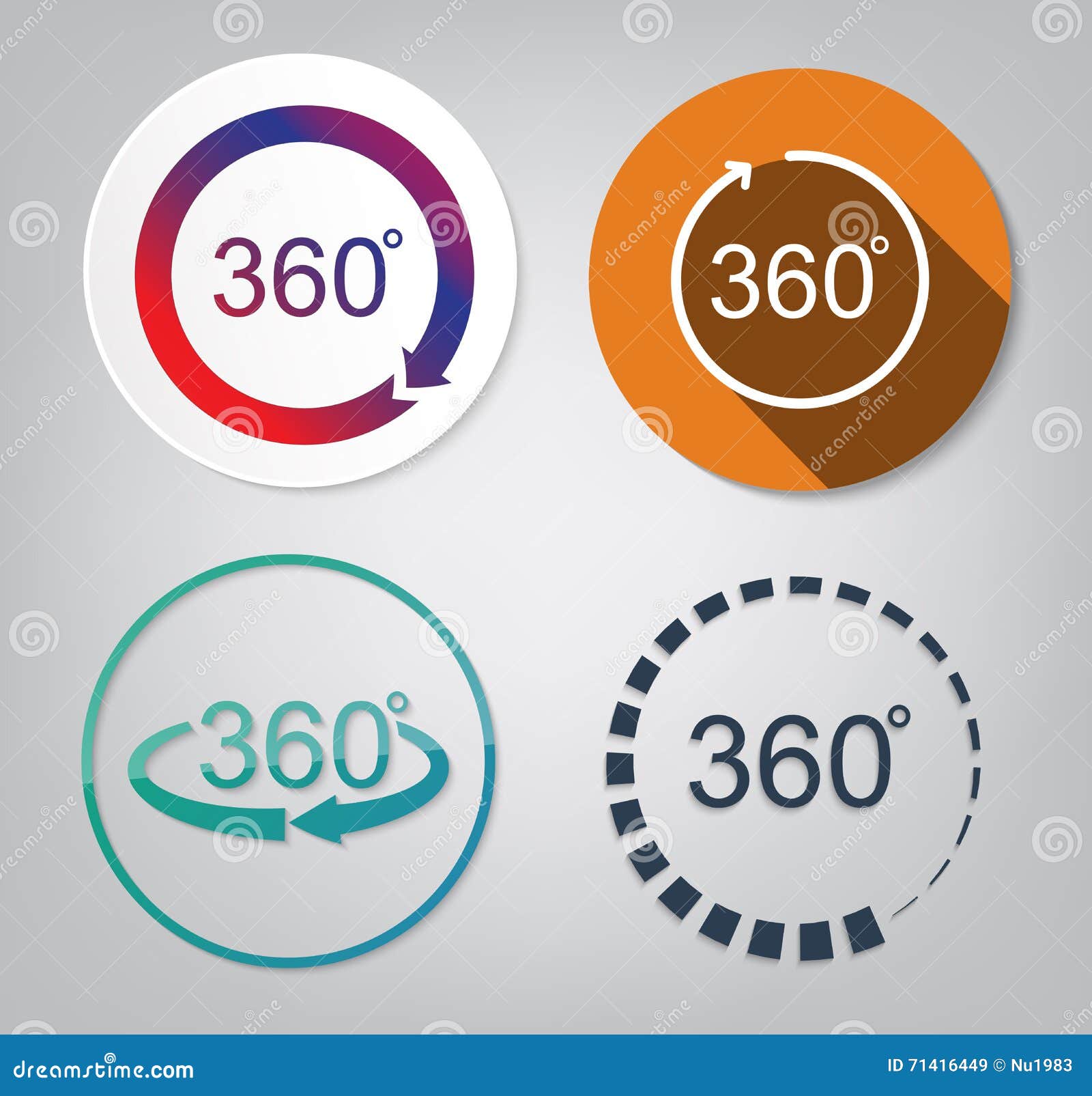 Set vector of 360 degrees stock vector. Illustration of three - 71416449