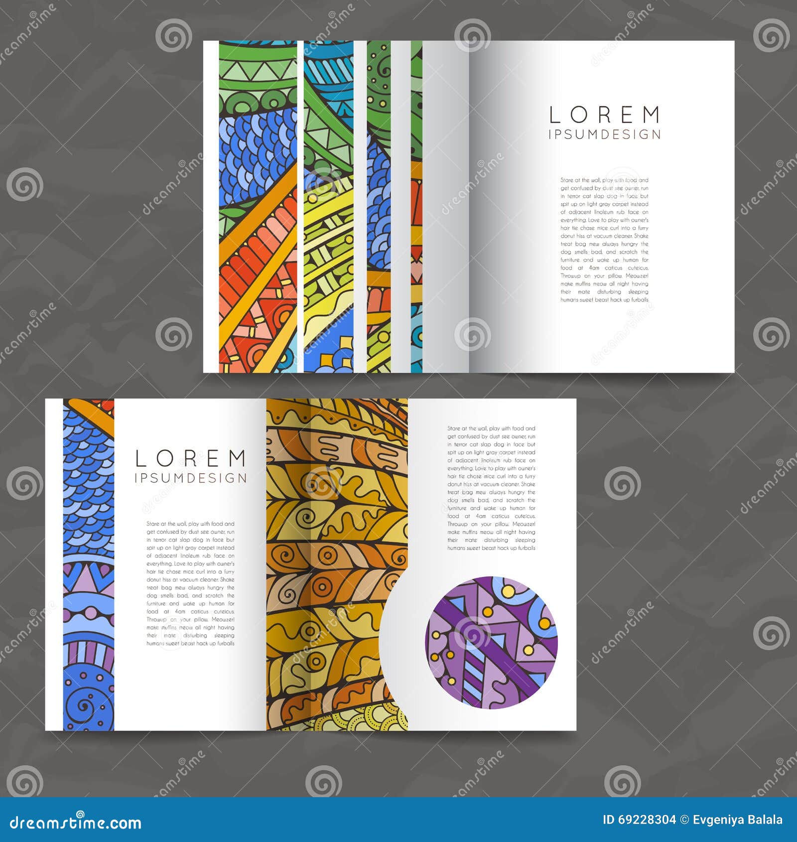 Set of Vector Design Templates. Brochures in Random Colorful Style ...