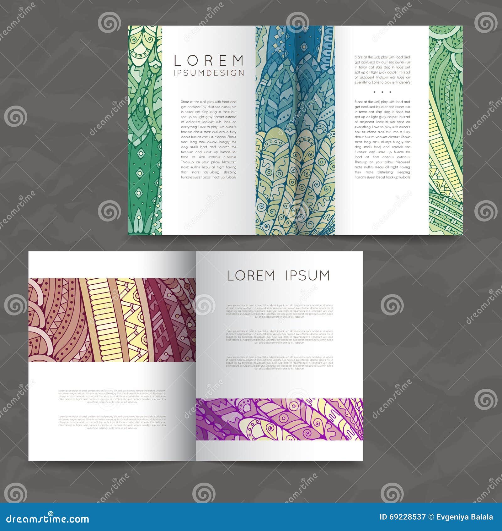 Set of Vector Design Templates. Brochures in Random Colorful Style ...