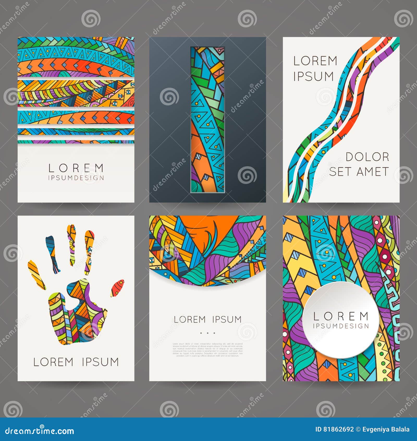 Set of Vector Design Templates. Brochures in Random Colorful Style ...