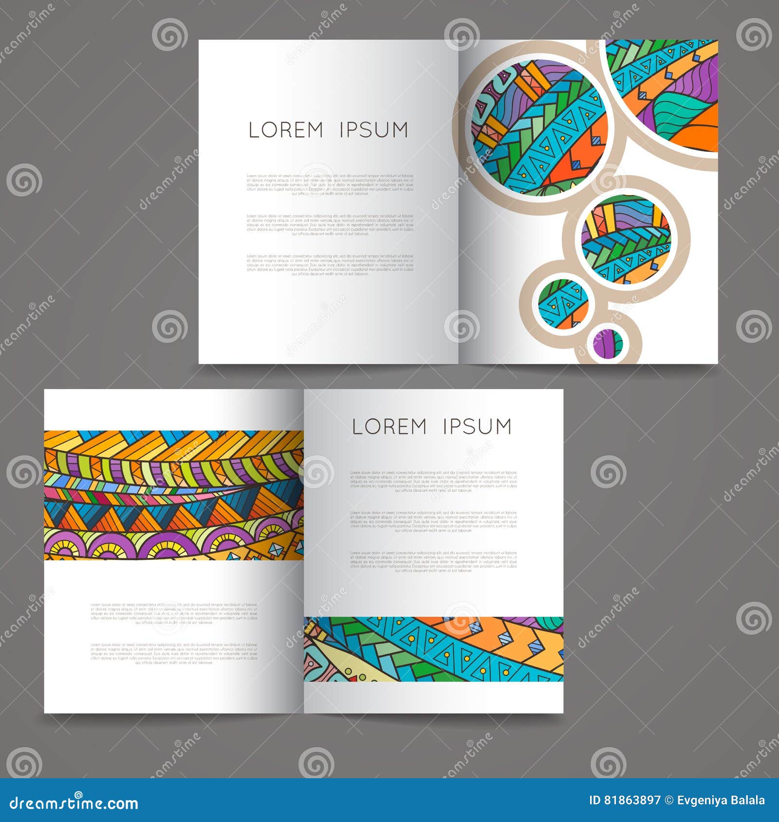 Set of Vector Design Templates. Brochures in Random Colorful Style ...