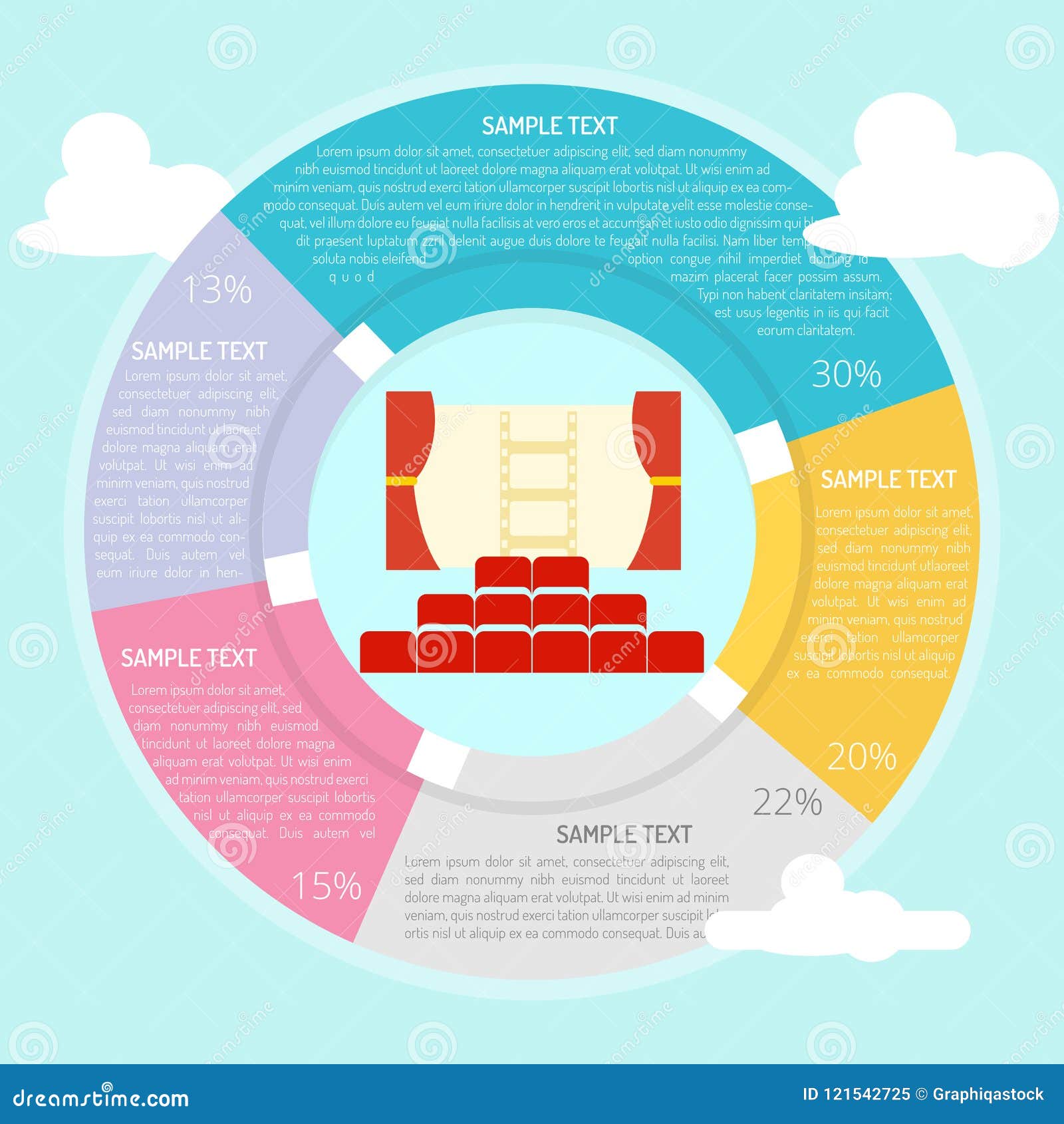 Cinema Infographic stock vector. Illustration of cinema - 121542725