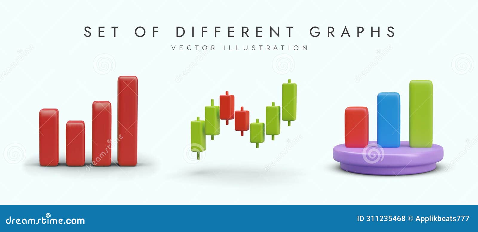 Set of Vector Diagrams of Different Types. Bar Chart, Stock Trading ...