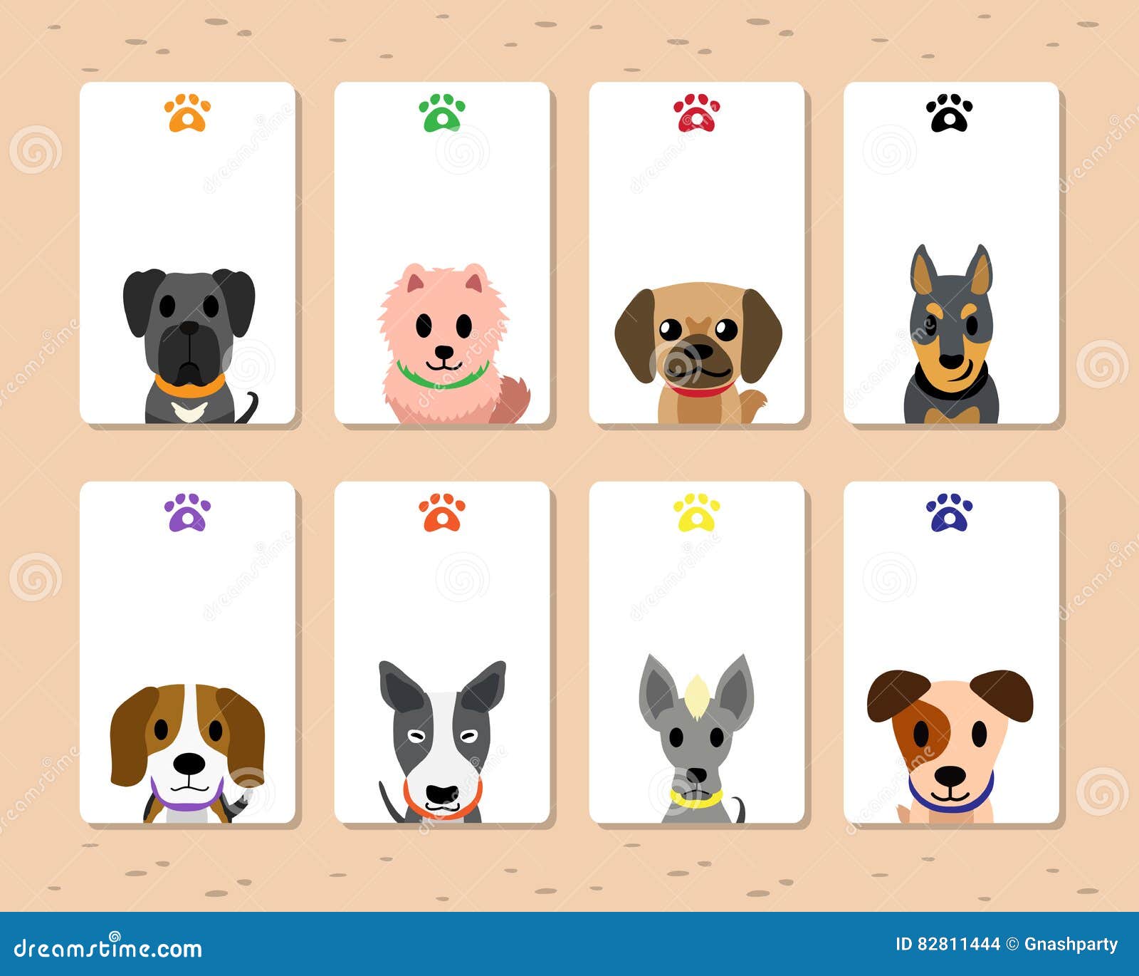 Set of vector dog cards stock vector. Illustration of isolated - 82811444