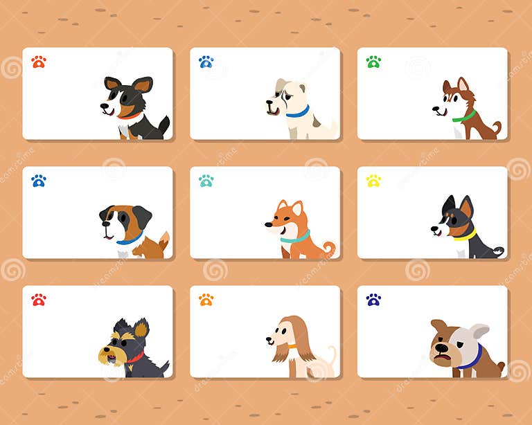 Set of Vector Dogs Card Template Stock Vector - Illustration of card ...