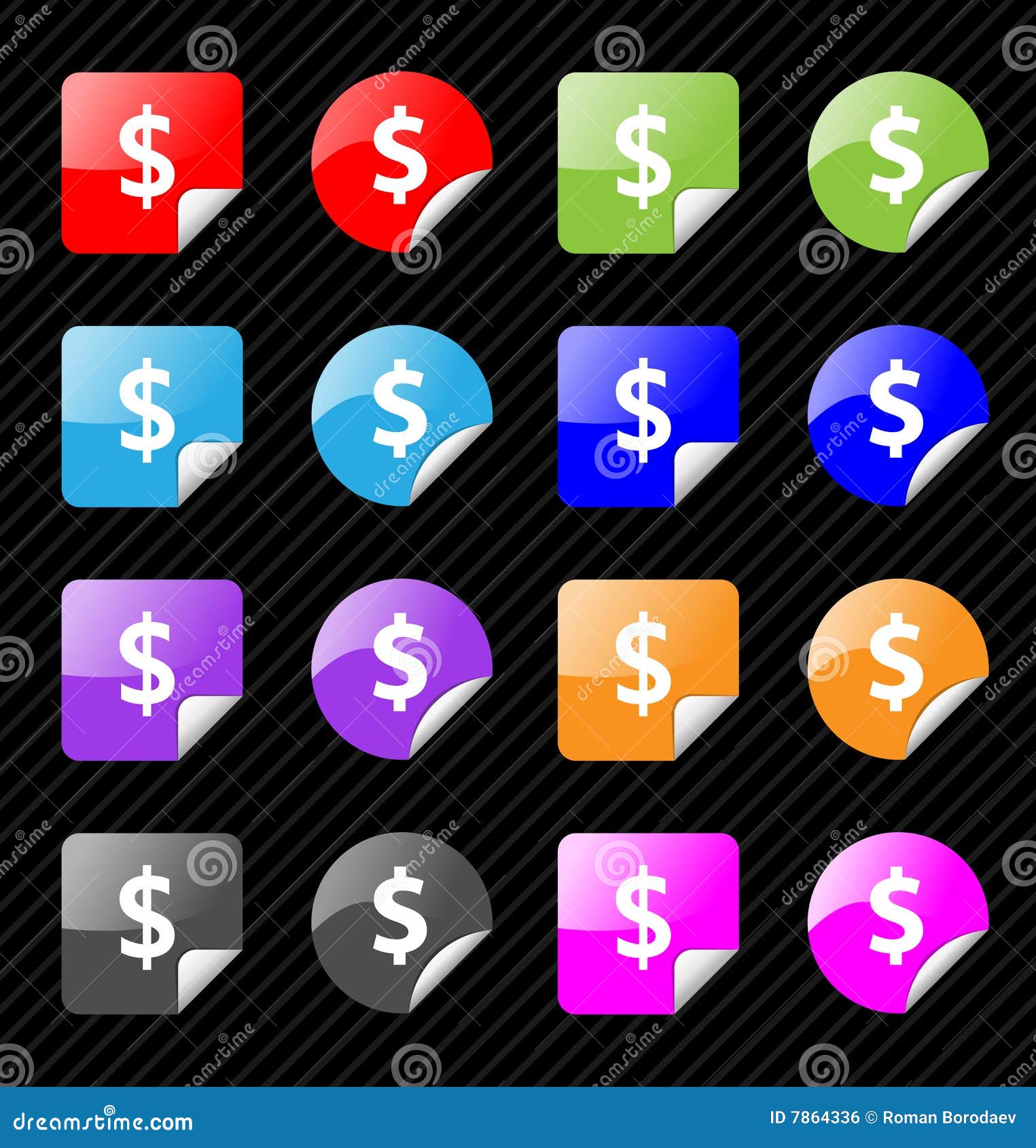 Set of Vector Dollar Sticky Badges Stock Vector - Illustration of ...