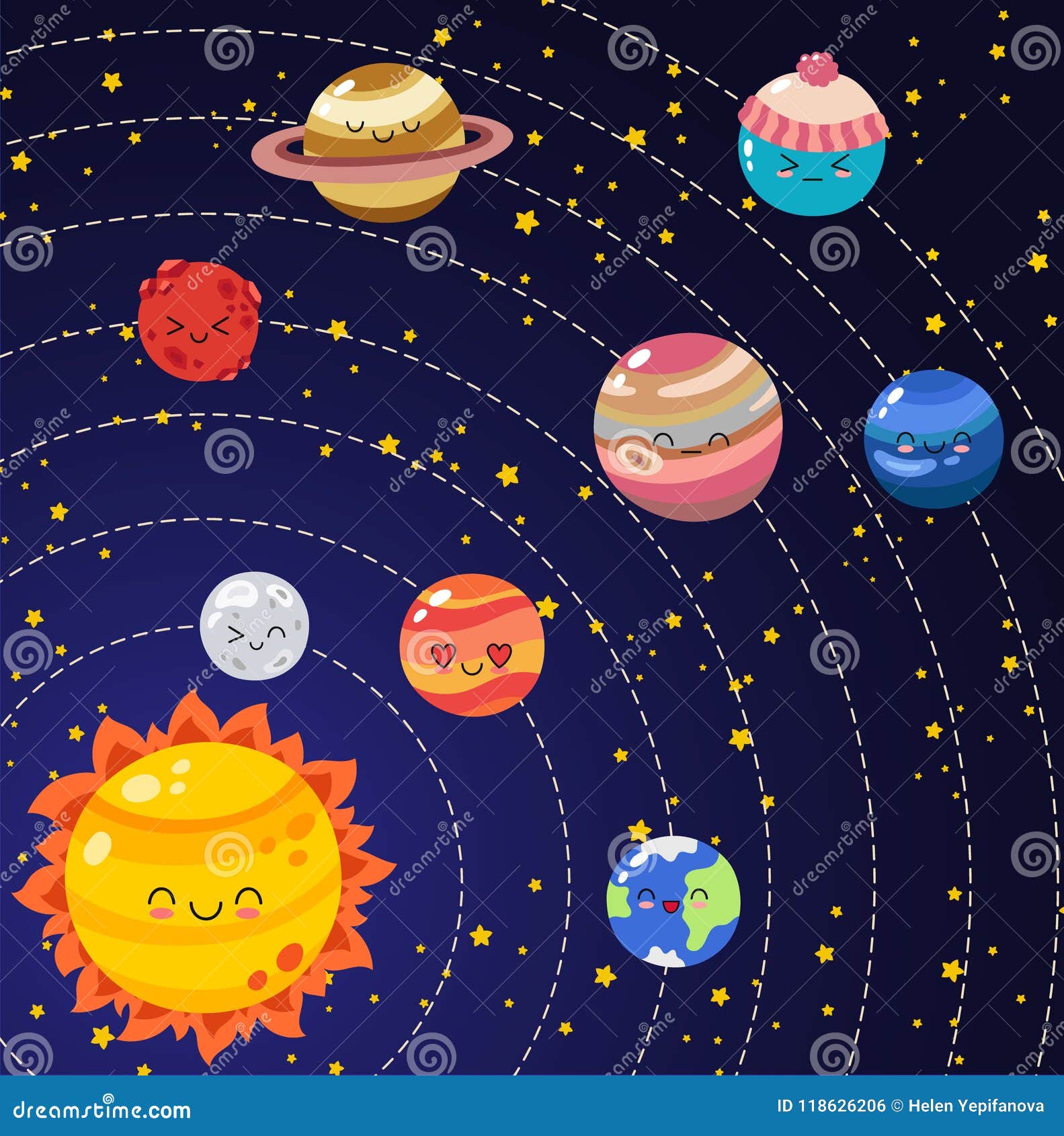Set of Vector Doodle Cartoon Icons Planets of Solar System. Comic ... Set of Vector Doodle Cartoon Icons Planets of Solar System. Comic ...