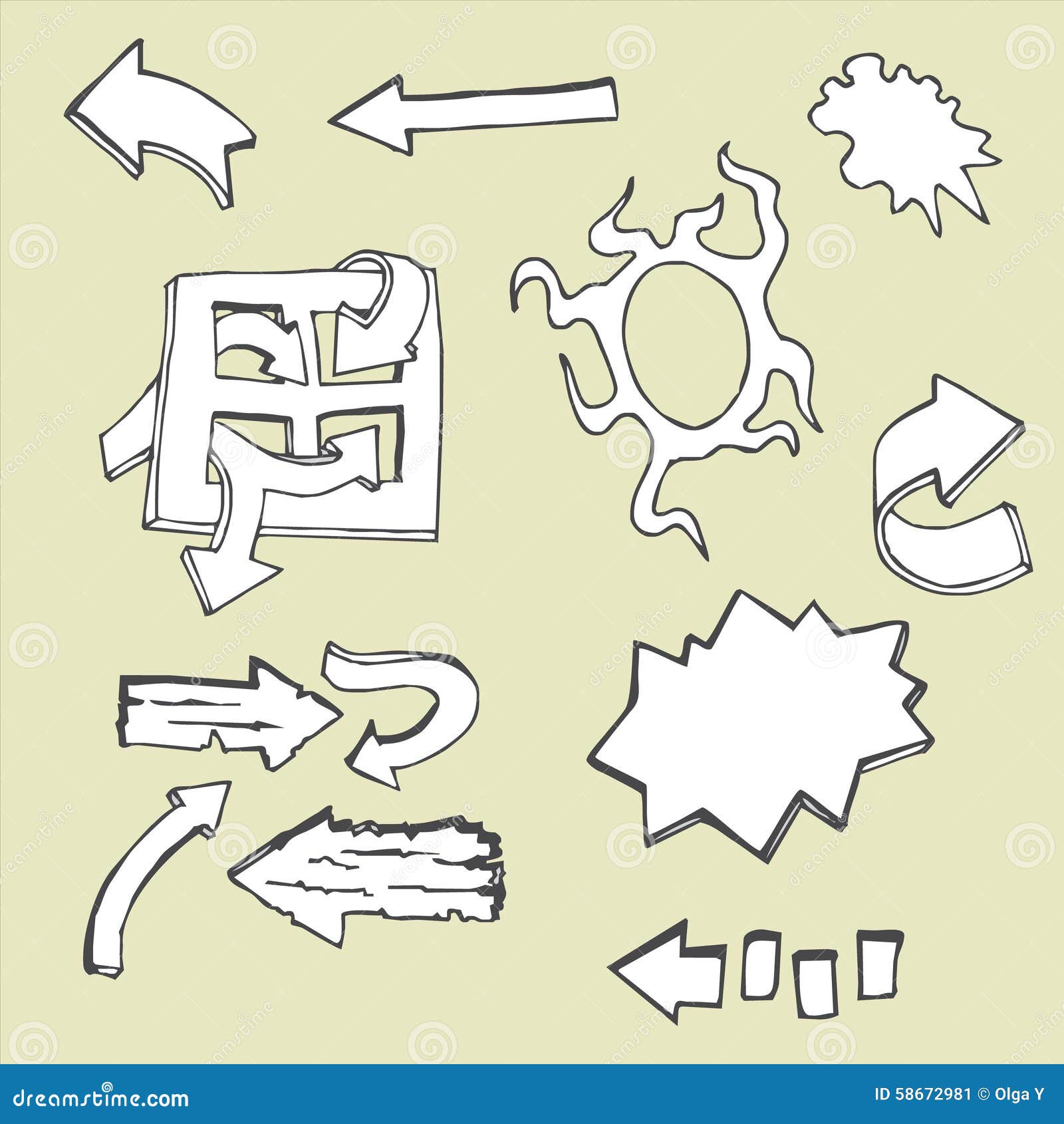Set of Vector Doodle Drawing Abstract Arrows and Symbols Stock Vector ...