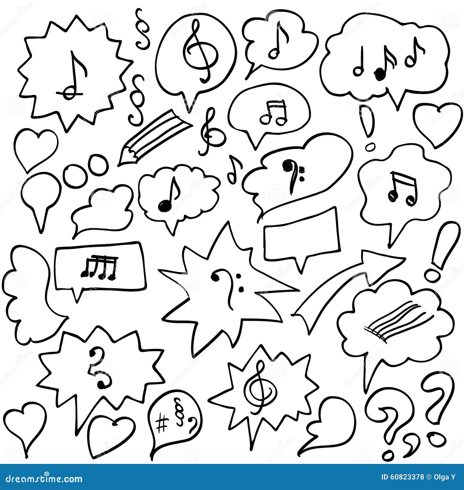 Set of Vector Doodle Drawing Symbols Stock Vector - Illustration of ...