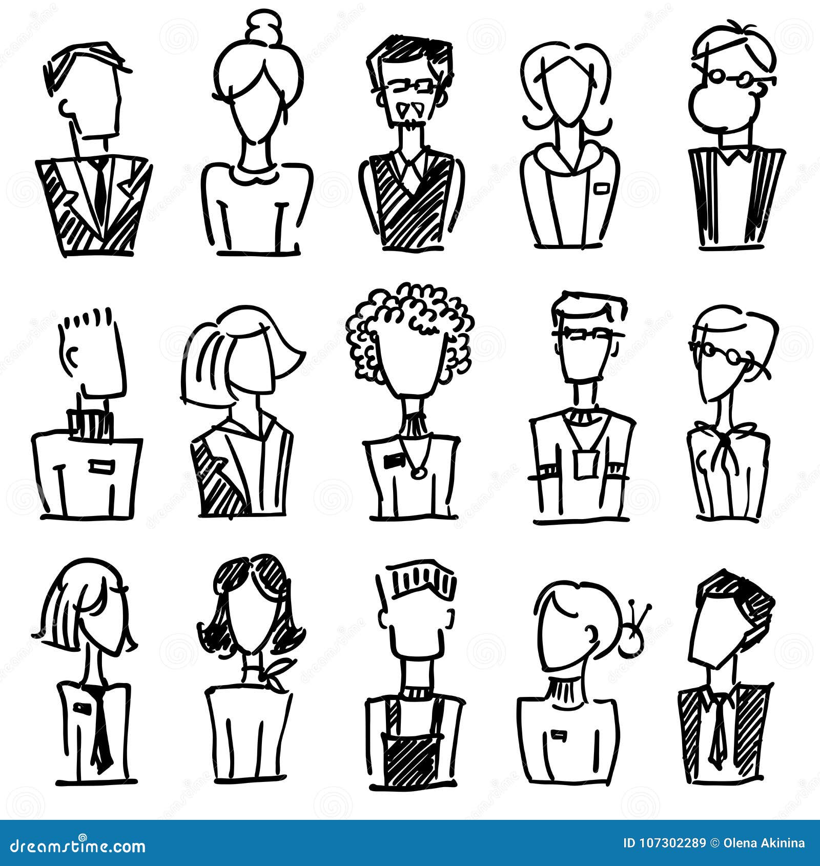 Doodle avatar set stock vector. Illustration of business - 107302289