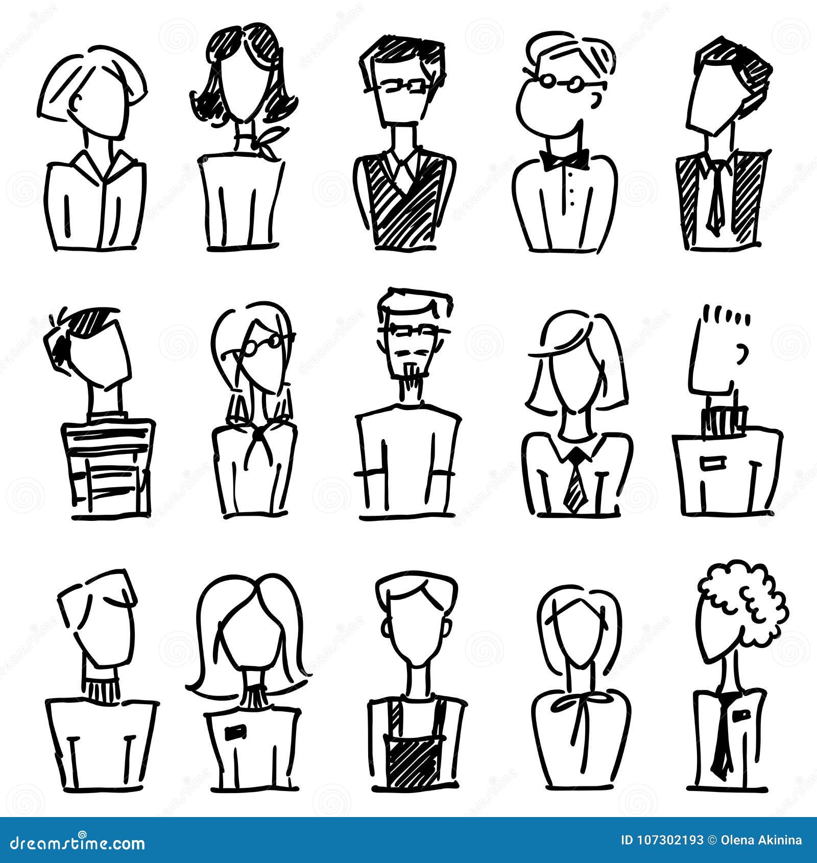 Doodle Avatar Set Cartoon Vector | CartoonDealer.com #107302193