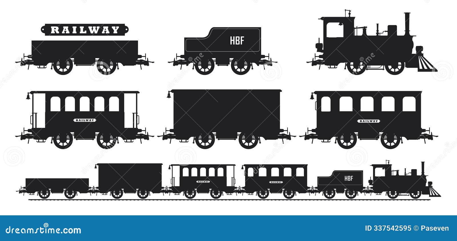 Set Of Railway Transport Trains Subways Metro Cartoon Vector