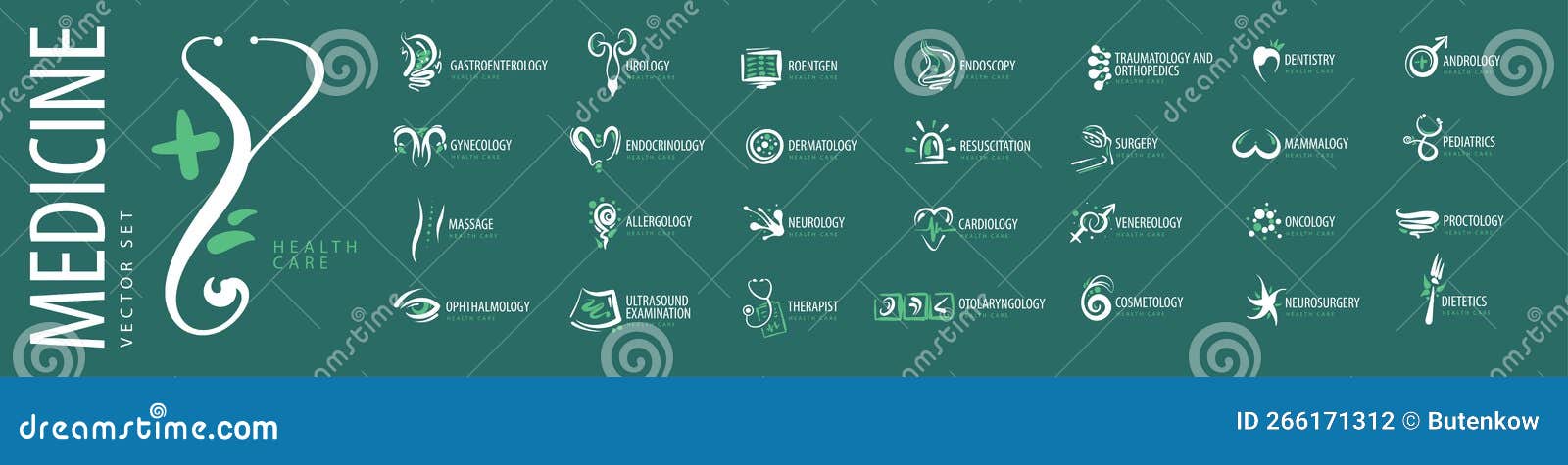 A Set of Vector Drawn Logos of Various Medical Services Stock ...