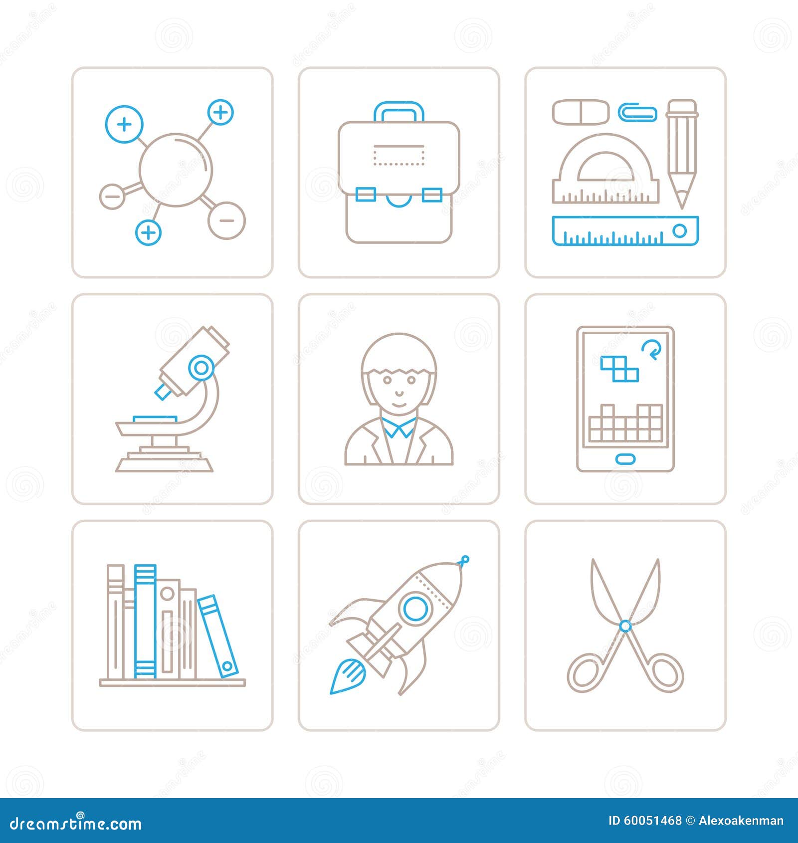 Set of Vector Education Icons and Concepts in Mono Thin Line Style ...