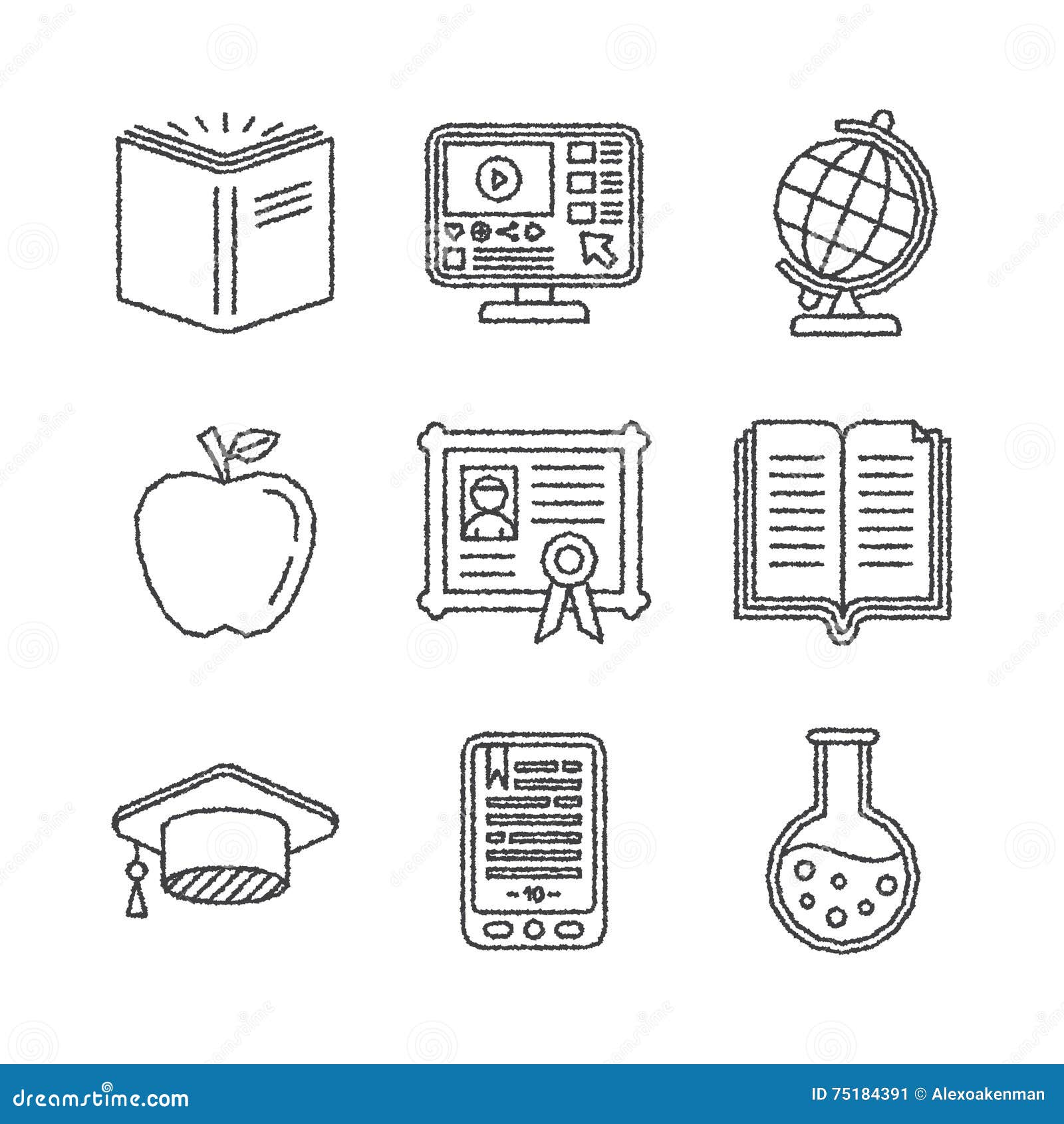 Set of Vector Education Icons in Sketch Style Stock Vector ...
