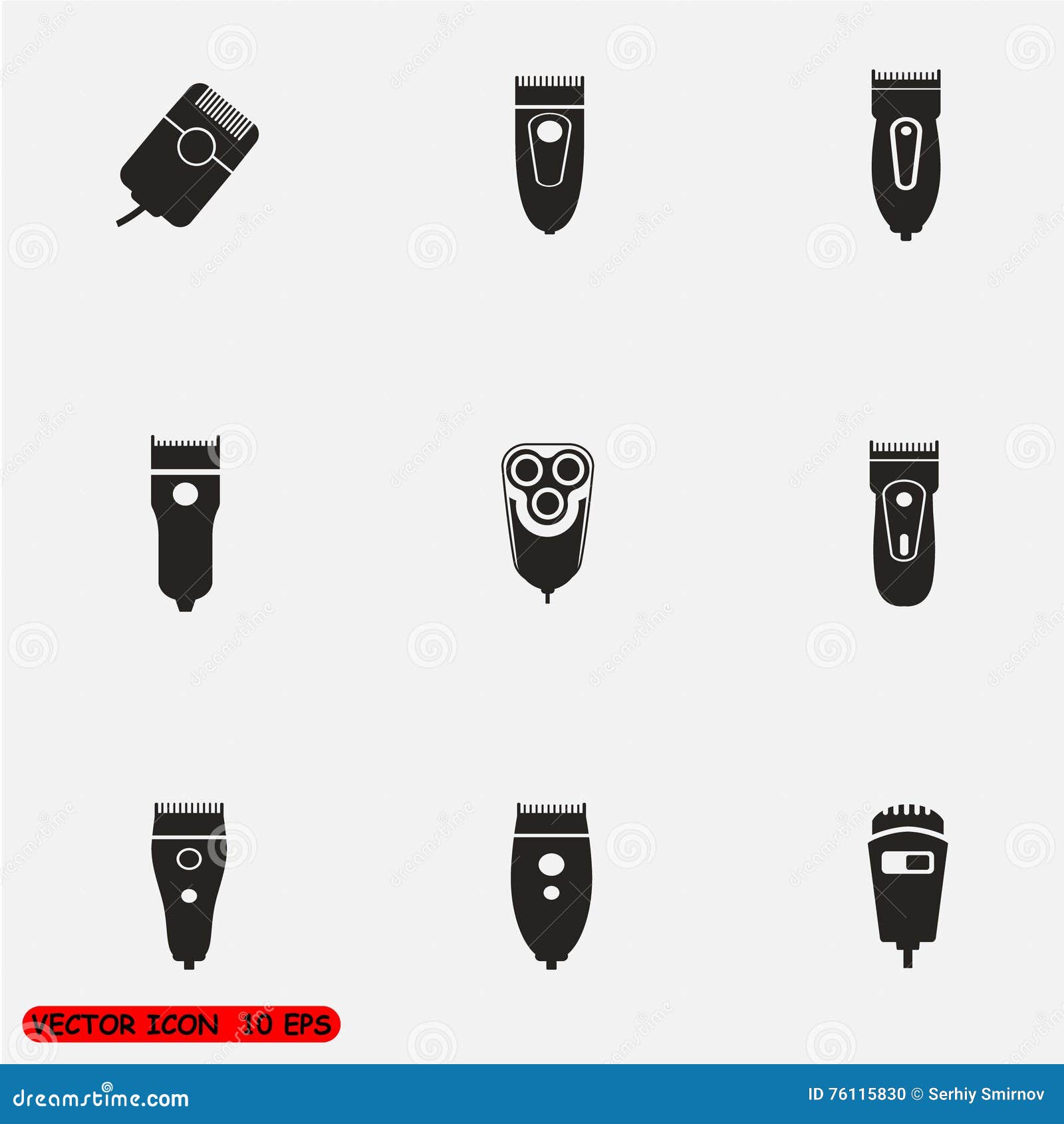 Set of Vector Electric Razor Icons Stock Vector - Illustration of ...