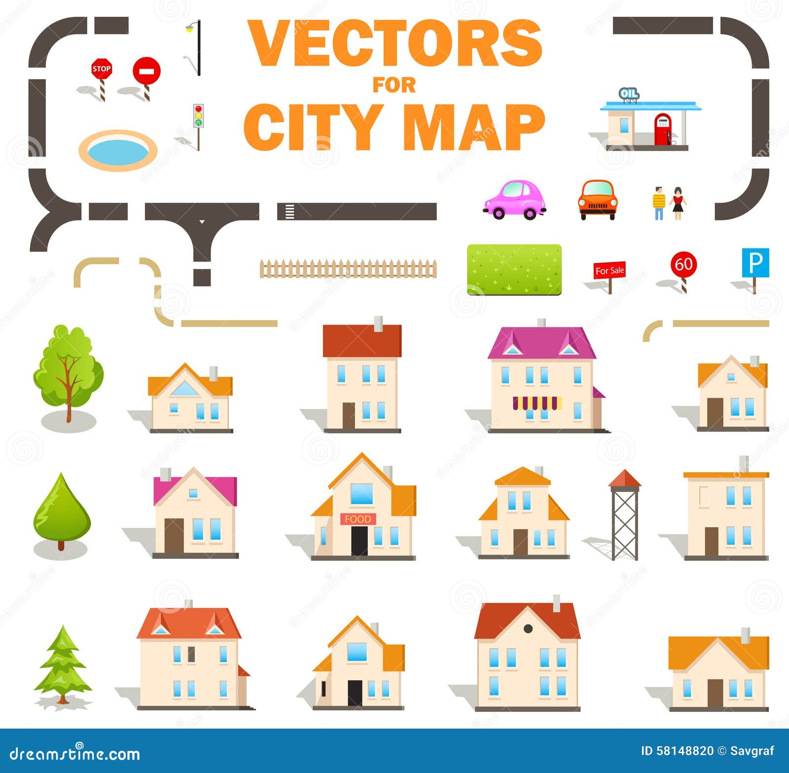 Set of Vector Elements for City Map Design Stock Vector - Illustration ...