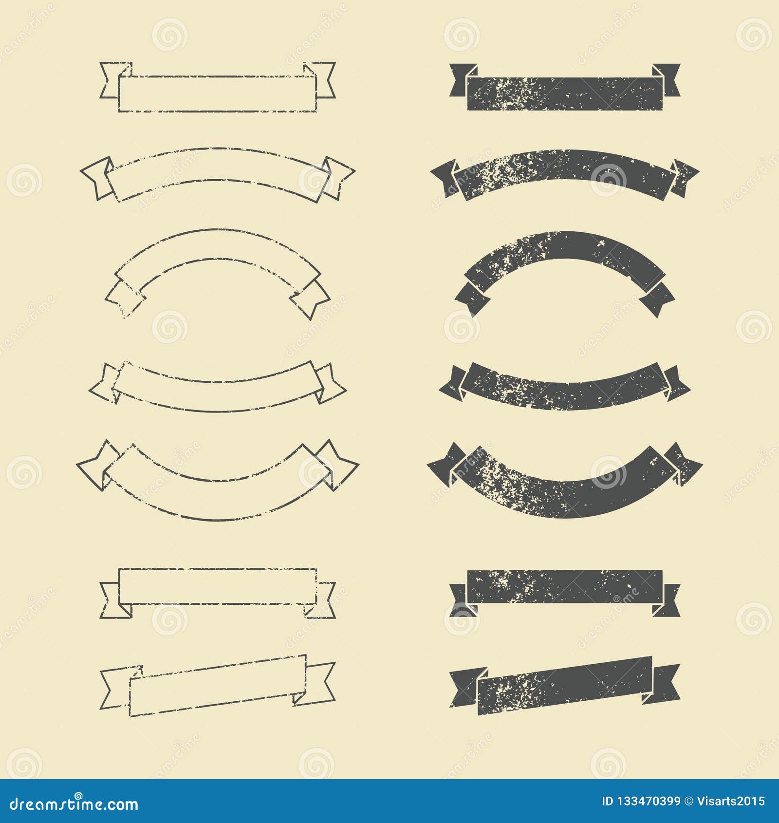 Set of Distressed Vintage Ribbons Stock Vector - Illustration of ...