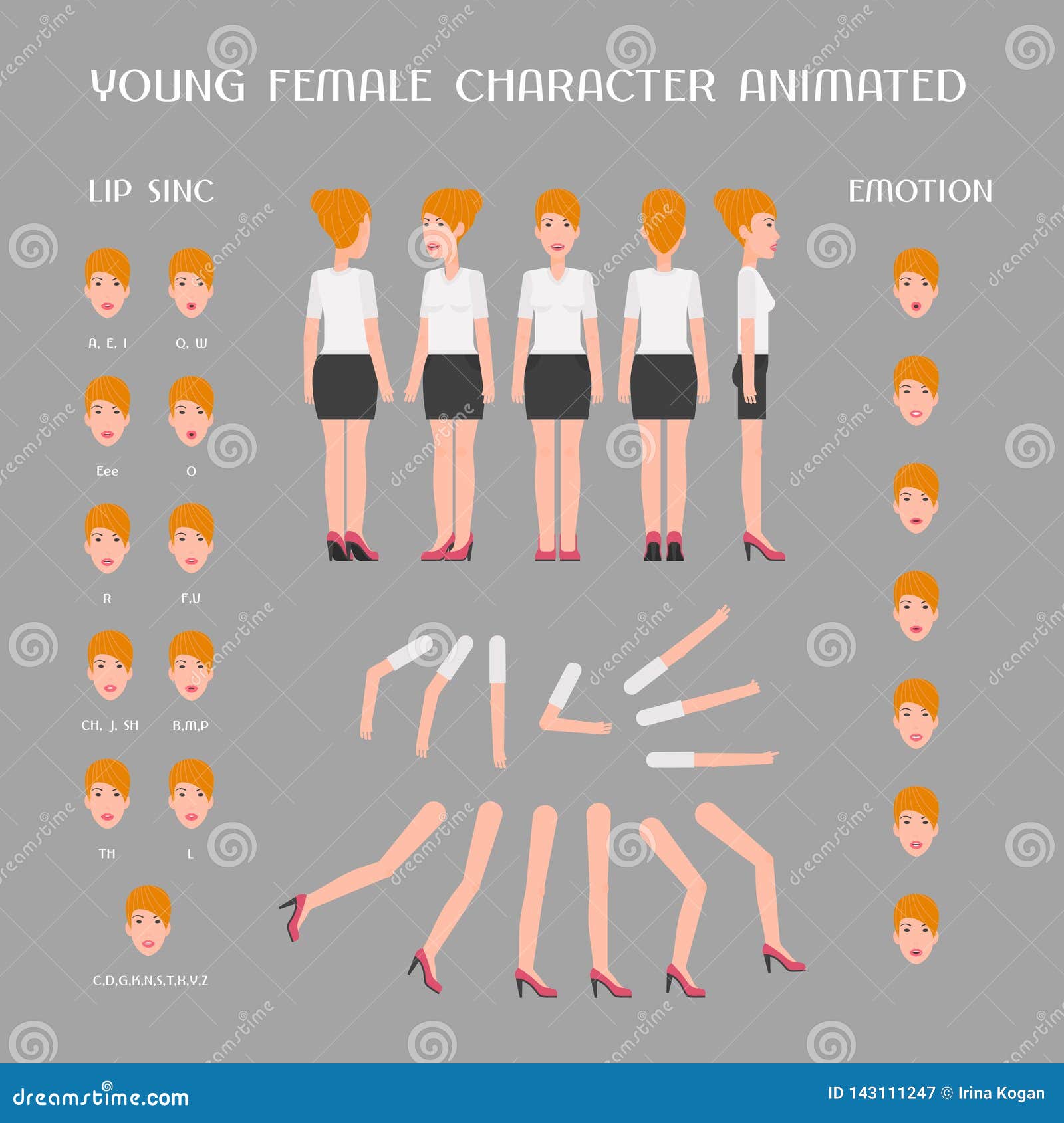 Set of Vector Elements for Female Character Creation and Animation ...