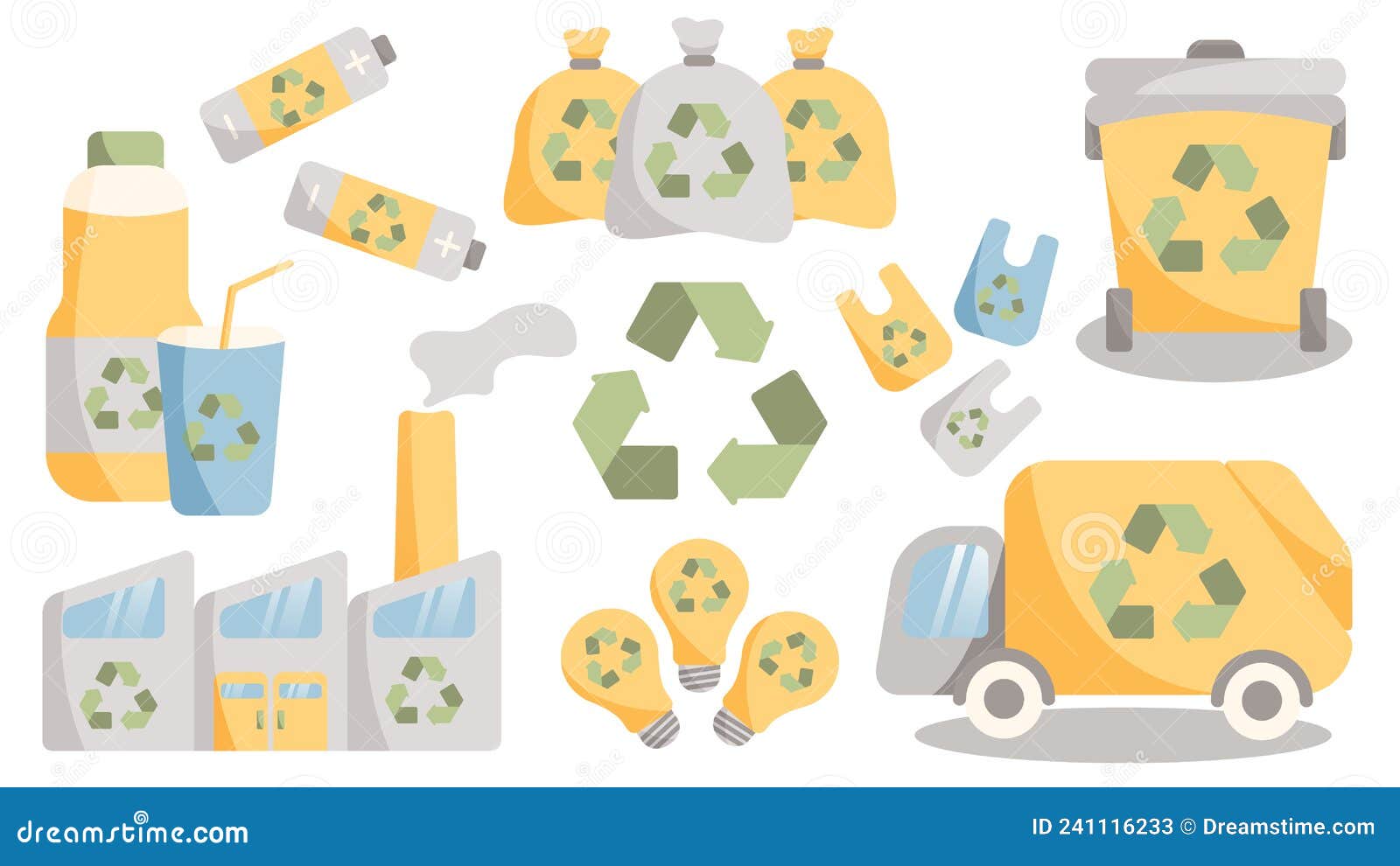 Set of Vector Elements. Recycling and Reduce Waste. Stock Vector ...