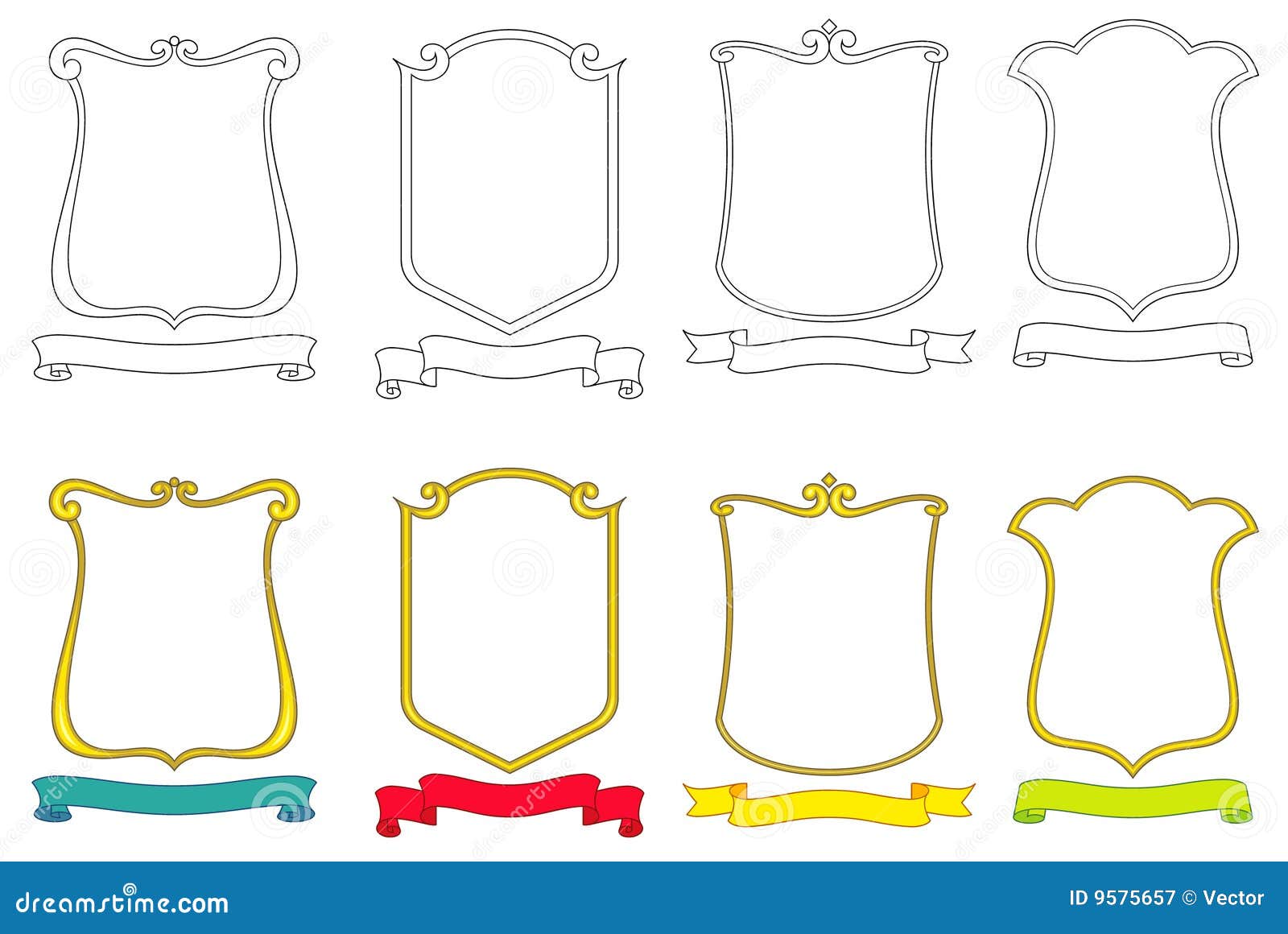 Set of Vector Emblems, Crests, Shields and Scrolls Stock Vector ...