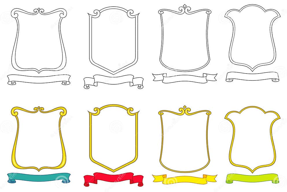 Set of Vector Emblems, Crests, Shields and Scrolls Stock Vector ...