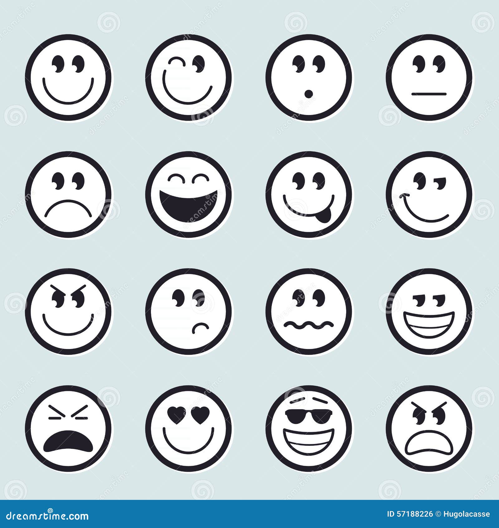 Set of Vector Emoticons Icons Stock Vector - Illustration of background ...