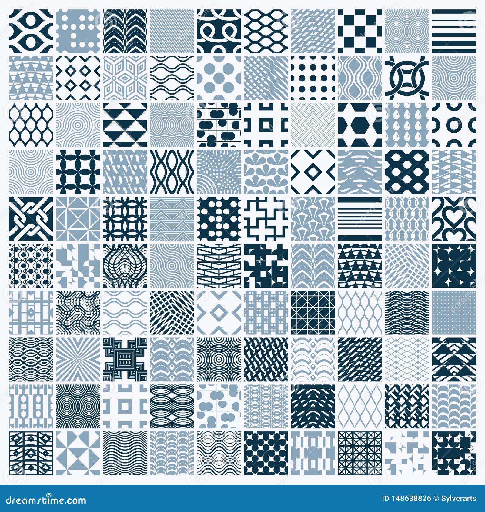 Set of Vector Endless Geometric Patterns Composed with Different ...