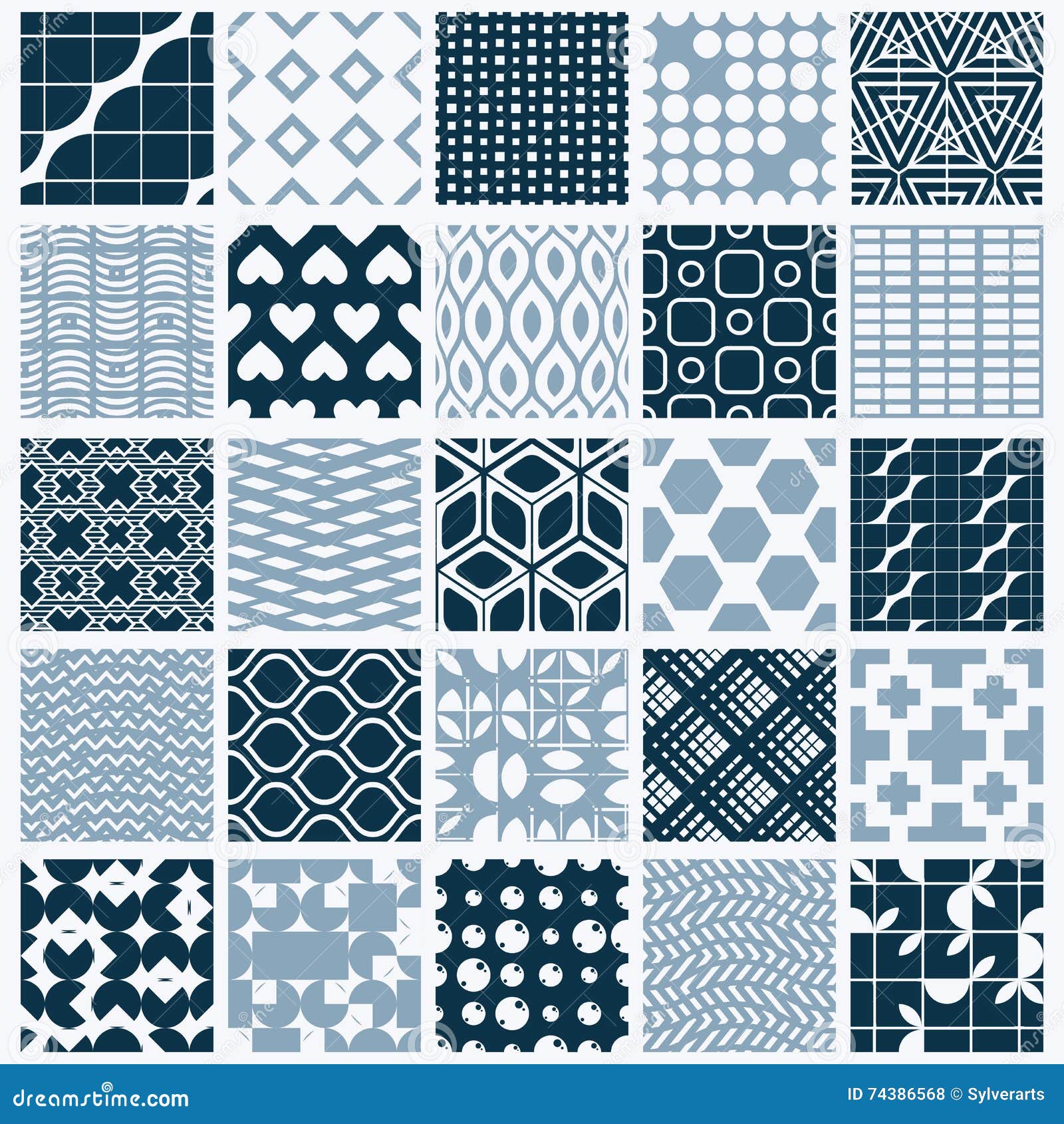 Set of Vector Endless Geometric Patterns Composed with Different Stock ...