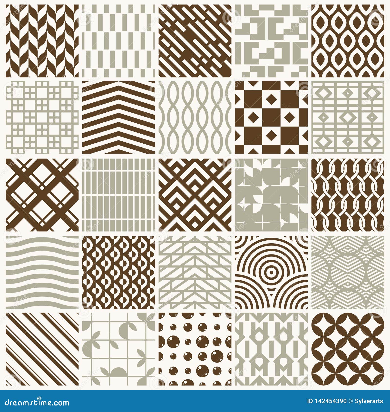 Set of Vector Endless Geometric Patterns Composed with Different ...