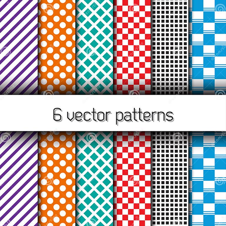 Set of 6 Vector Endless Patterns Stock Vector - Illustration of print ...