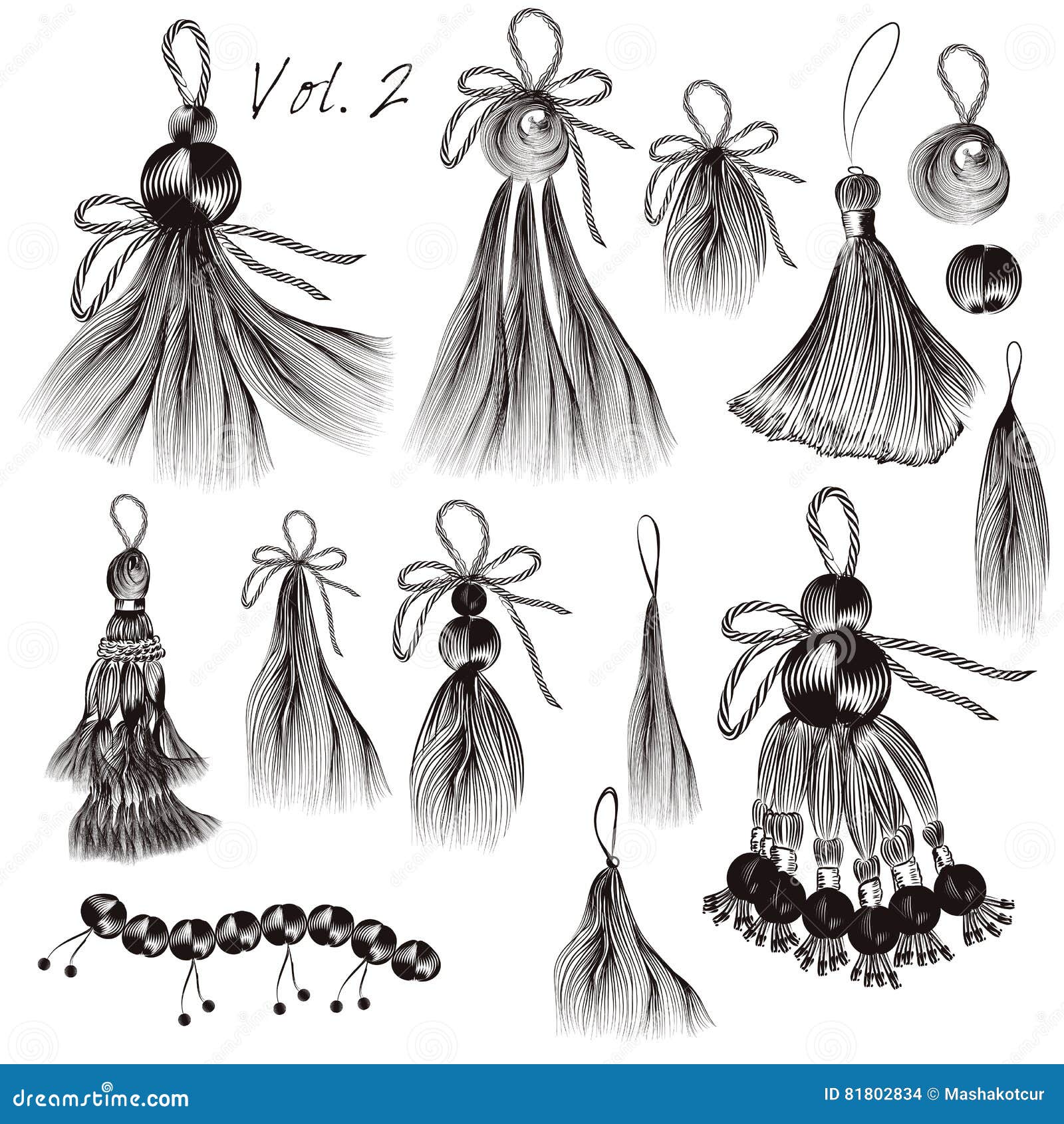 Set of Vector Engraved Tussles for Design. Vol.1 Stock Vector ...