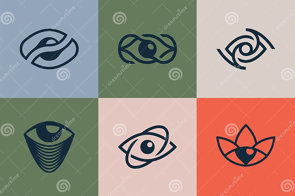 Set of 6 Vector Eye Logos. Sharp Eyesight, Creative Vision Stock Vector ...