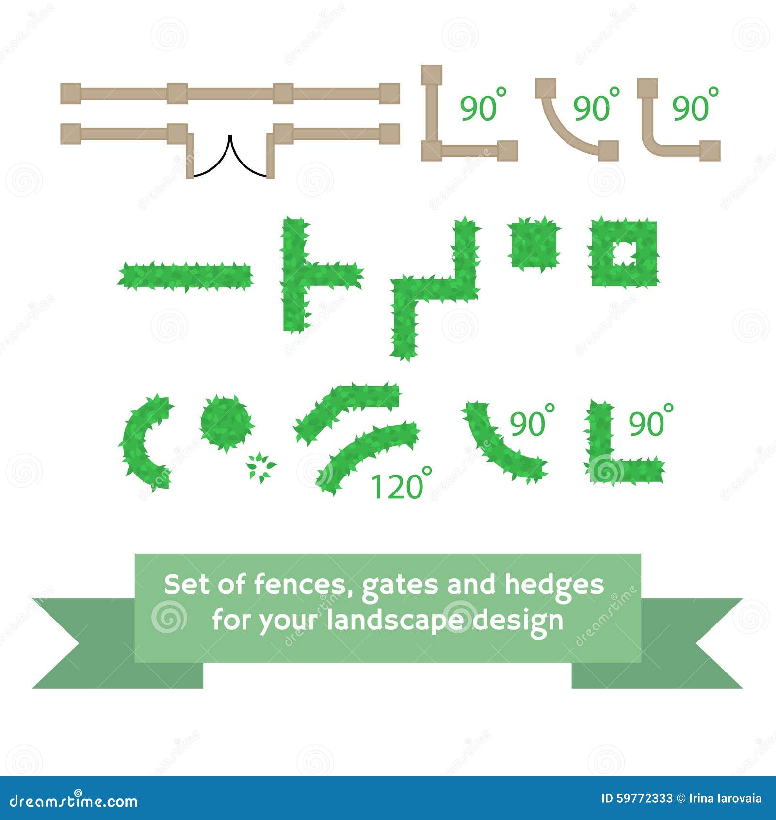 Set of Vector Fences and Hedges. Stock Illustration - Illustration of ...