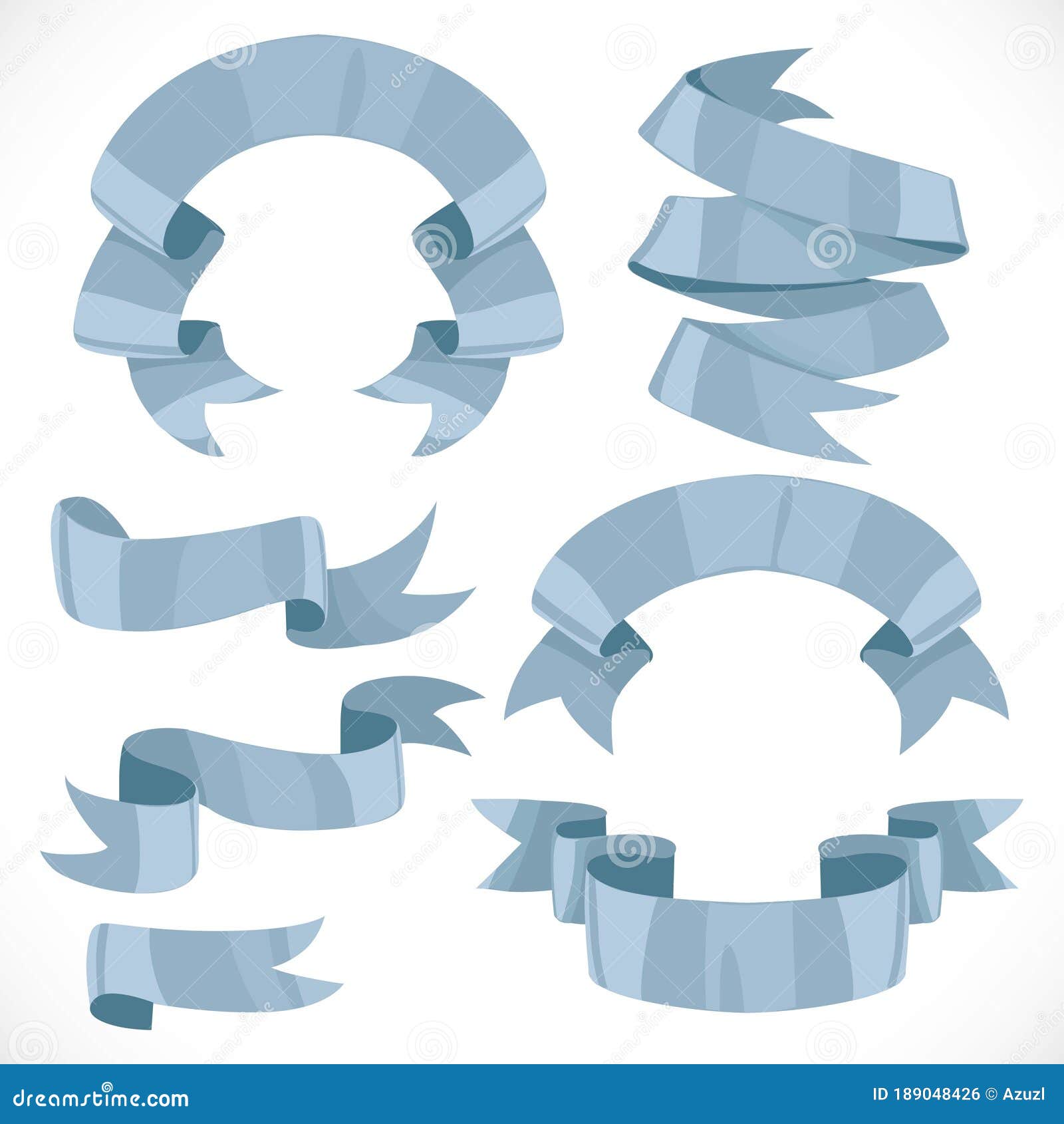Set of Vector Festive Silver Ribbons Various Forms for Decoration 1 ...