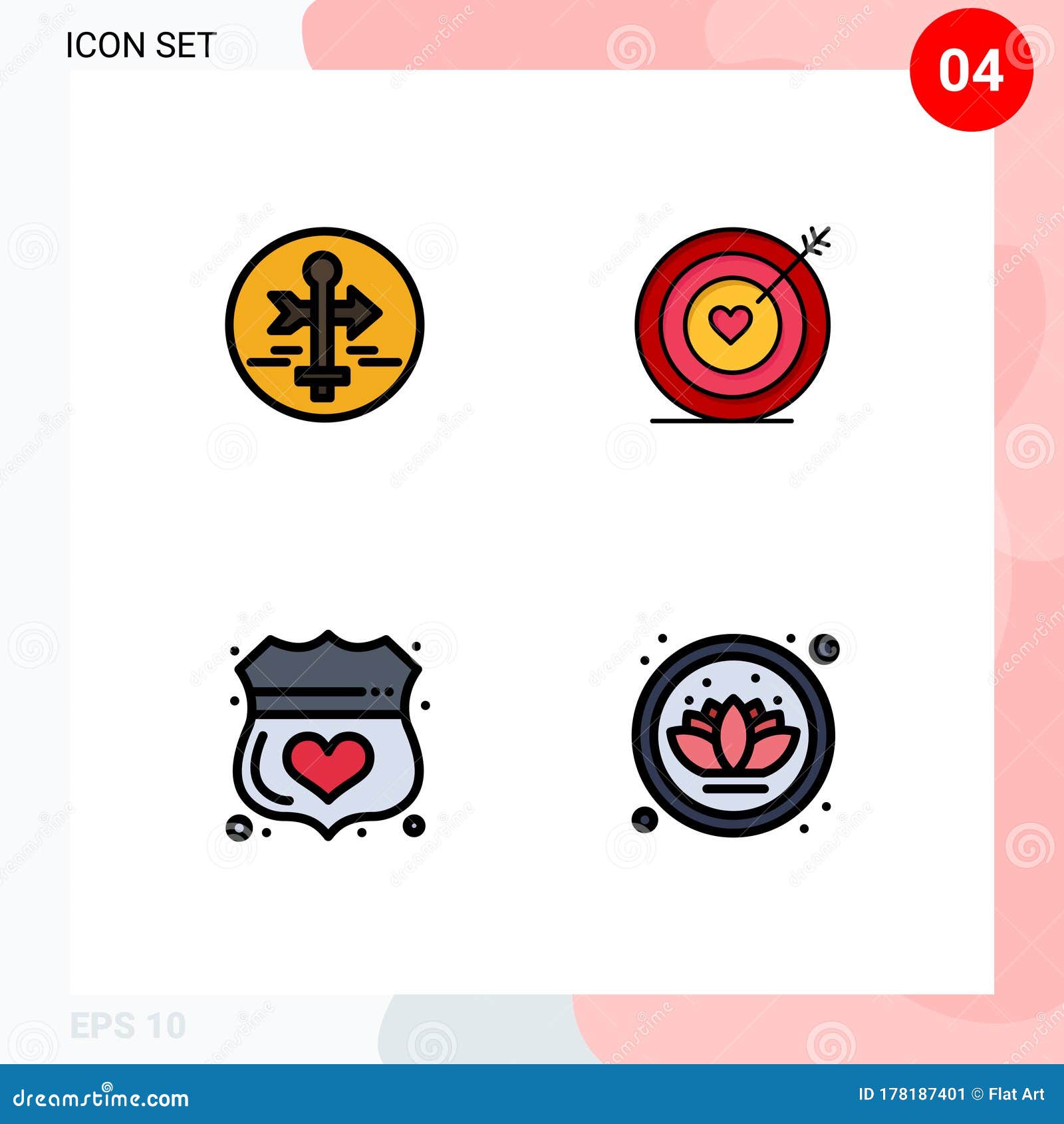 Set of 4 Vector Filledline Flat Colors on Grid for Board, Guard, Map ...